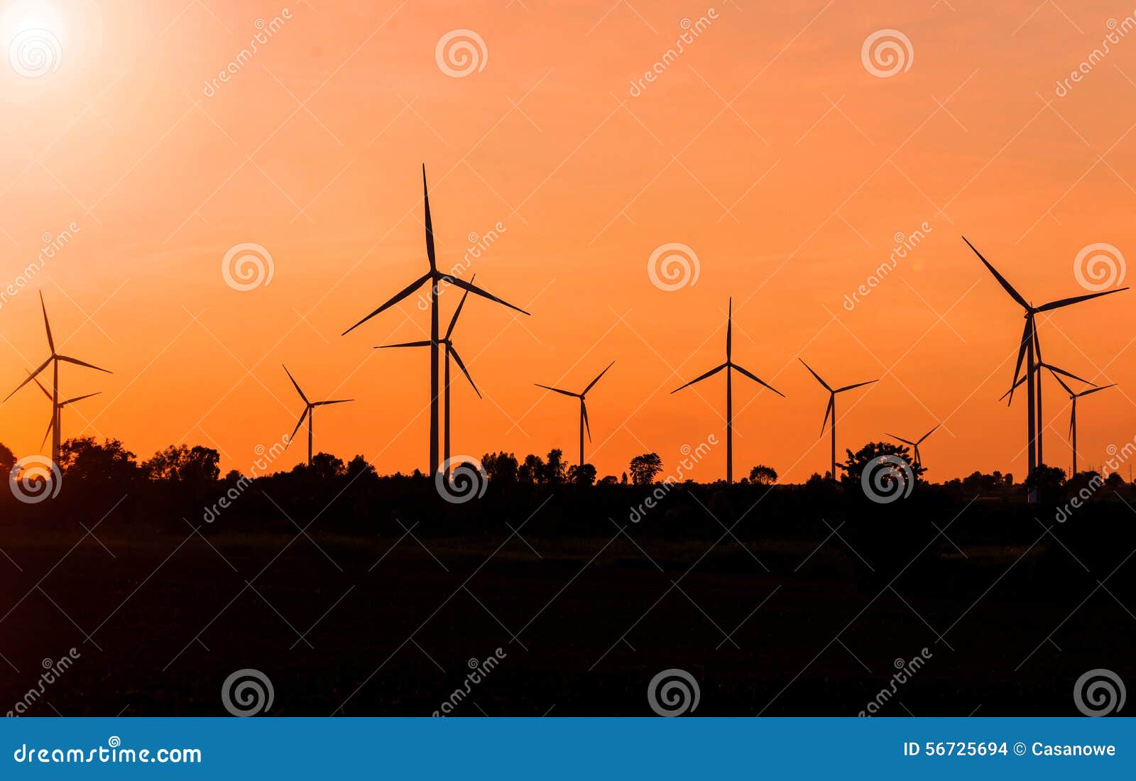 Eco Power in Wind Turbine Farm with Sunset Stock Photo - Image of ...