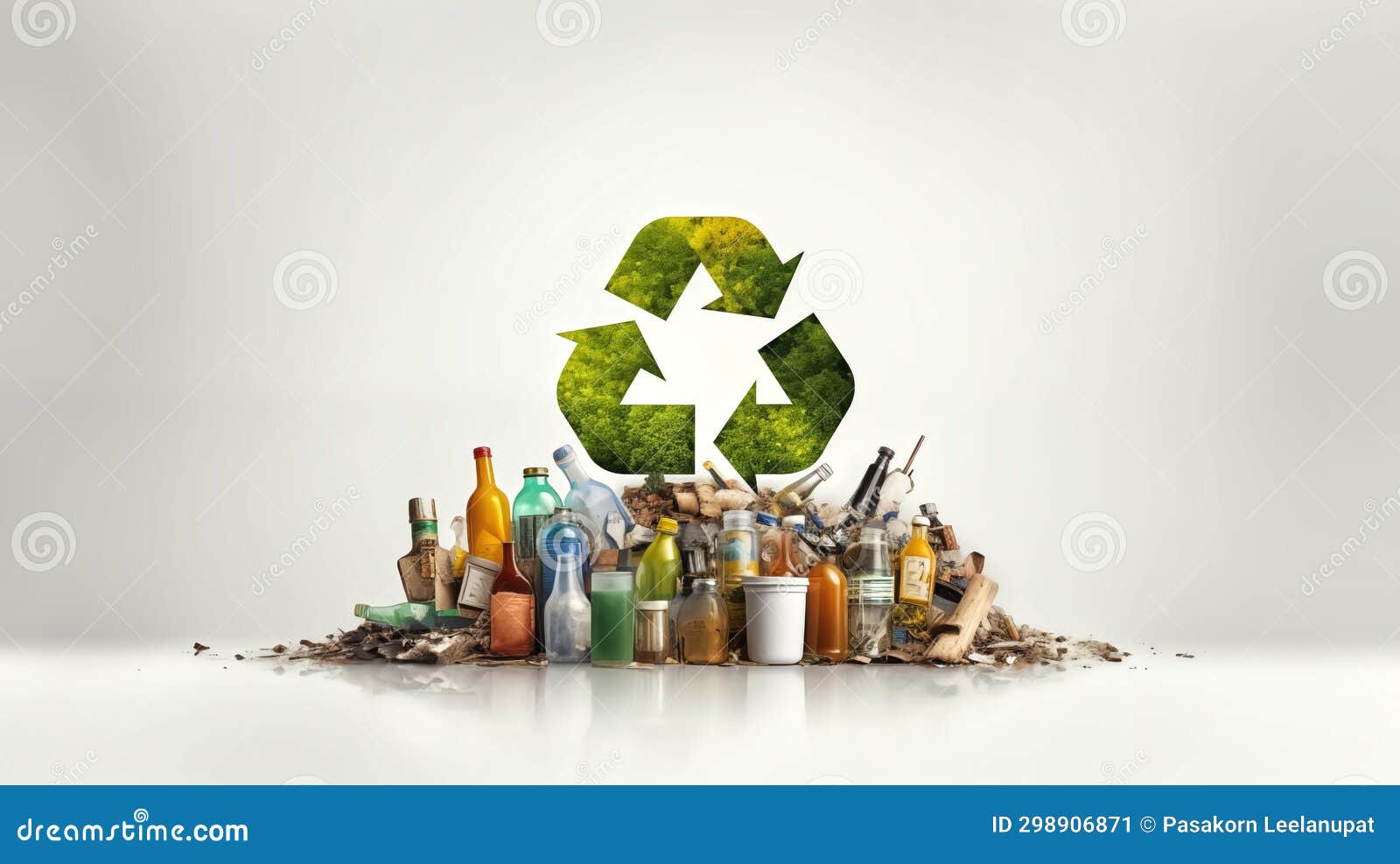 Eco Recycling Concept with Garbage, White Background Stock Illustration ...