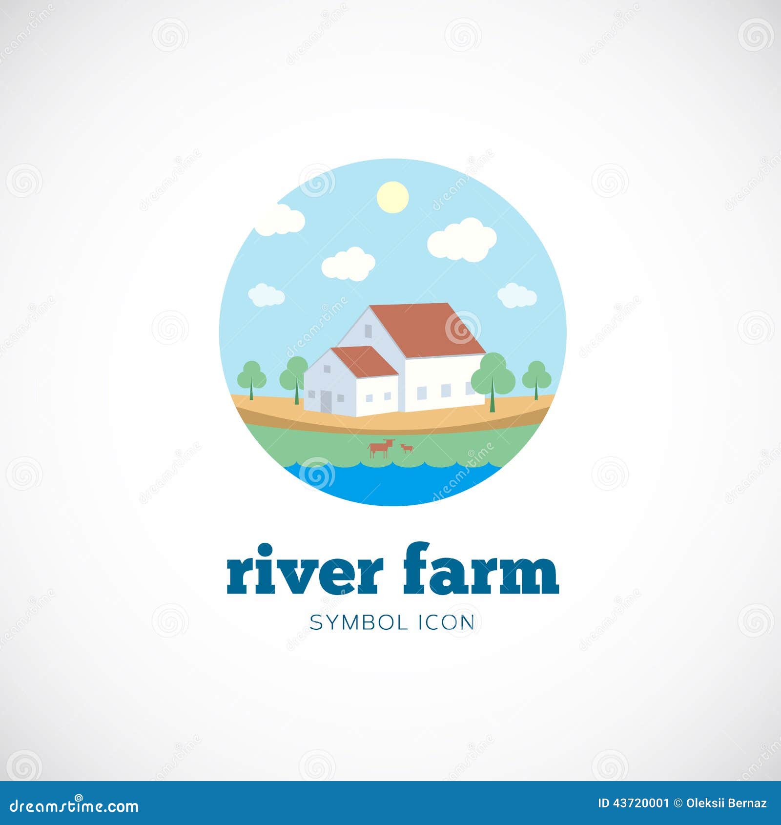 Eco River Farm Flat Style Vector Concept Symbol Stock Vector ...