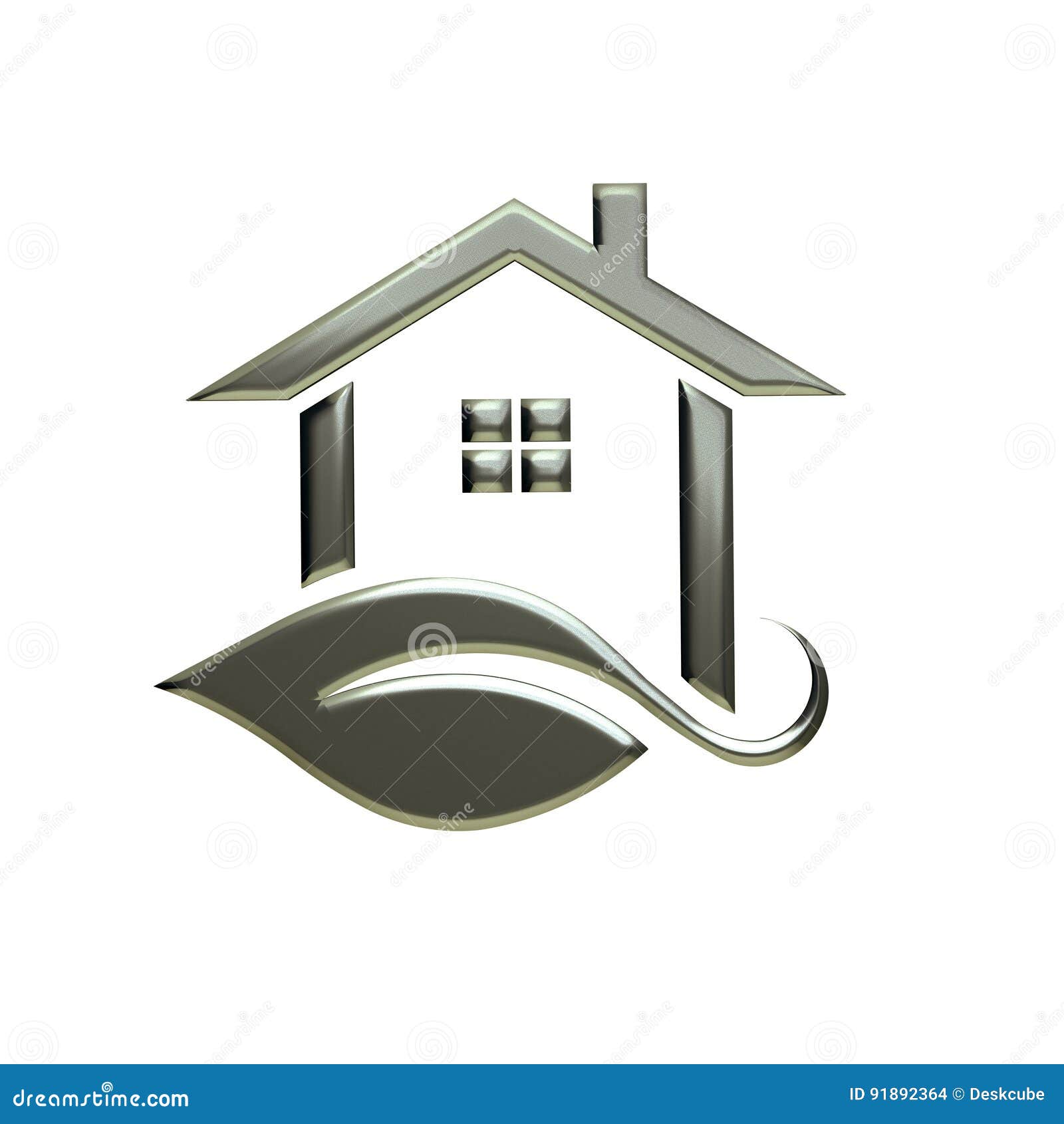 Eco Silver House Logo. 3D Rendering Illustration. Stock Illustration ...