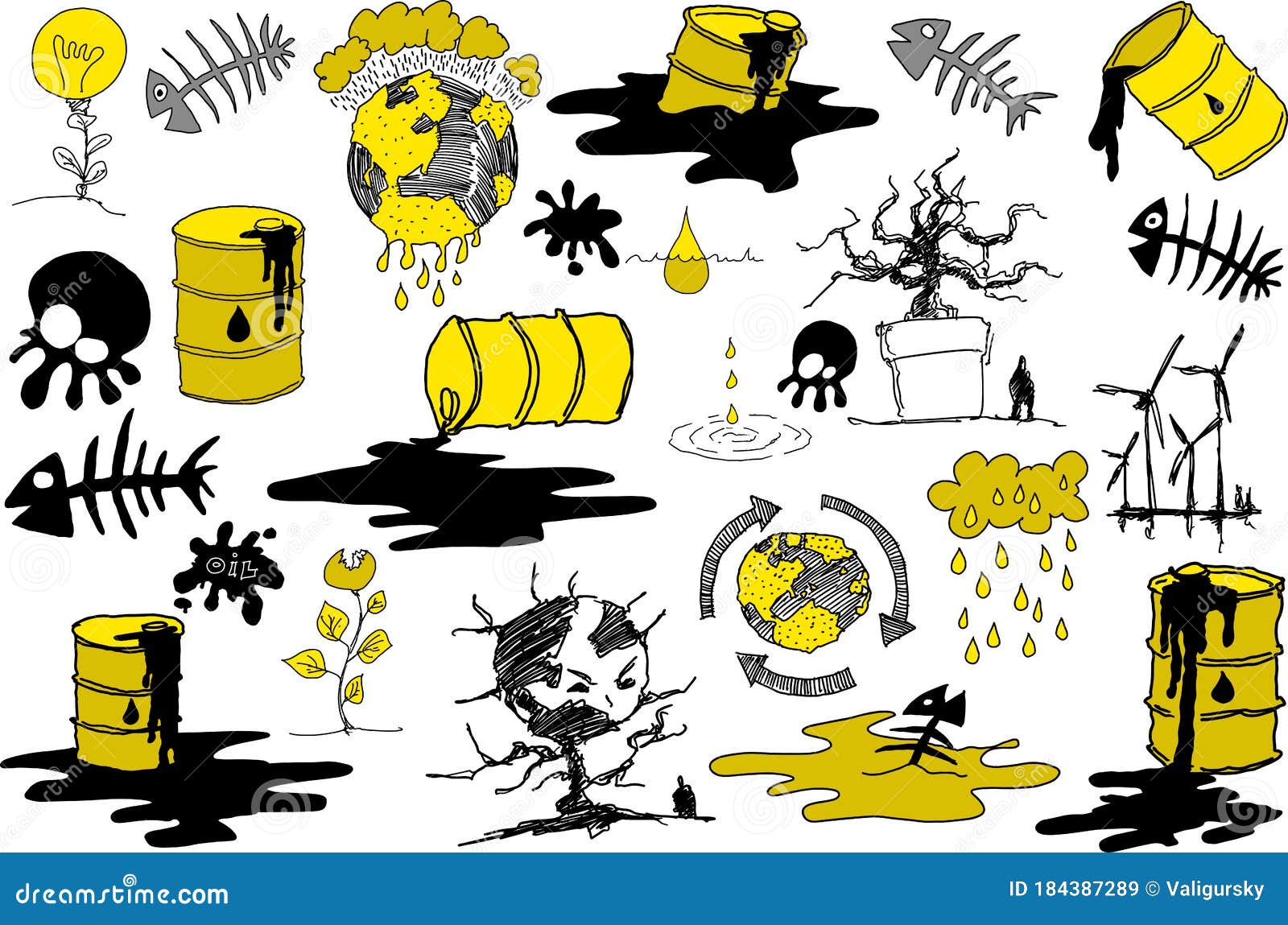 Many Sketches and Doodles Regarding Pollution and Environment Stock ...