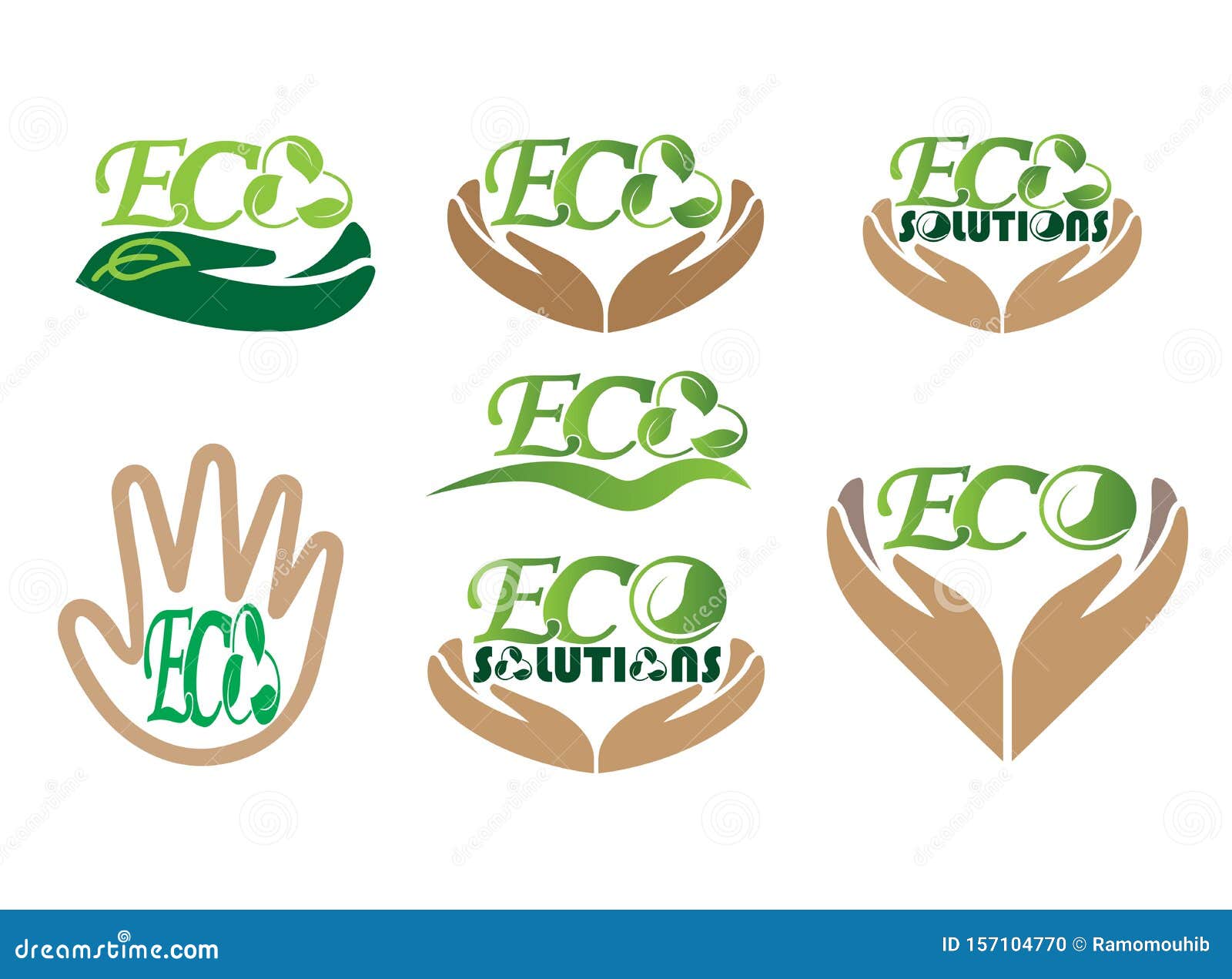 Eco Solution Ecological Icons Set Logo Design Illustration on White ...