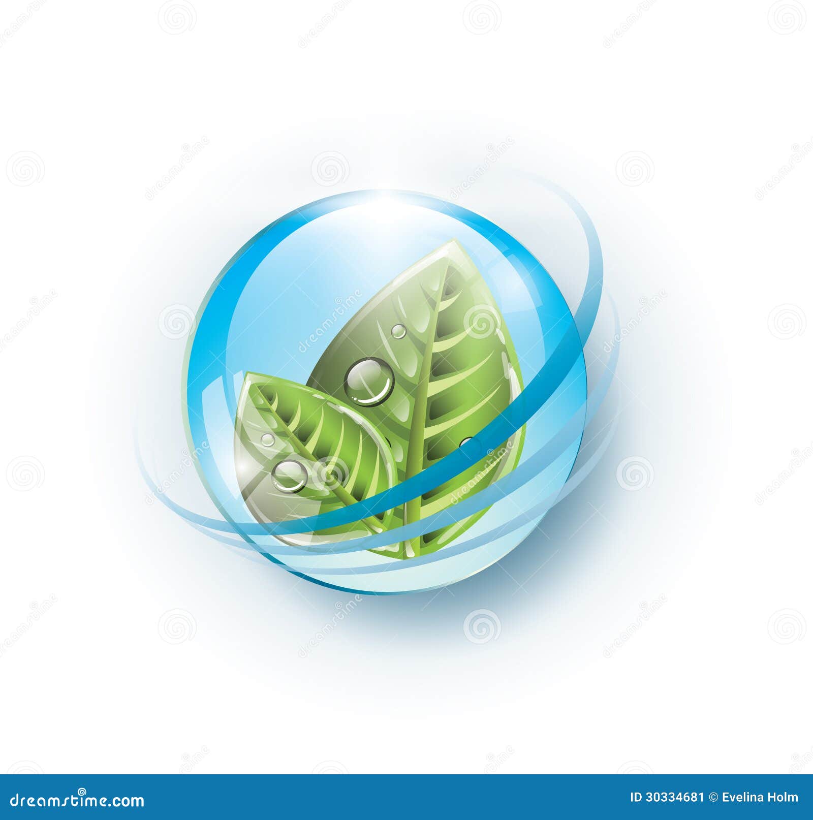 Eco sphere with leaves stock vector. Illustration of glossy - 30334681