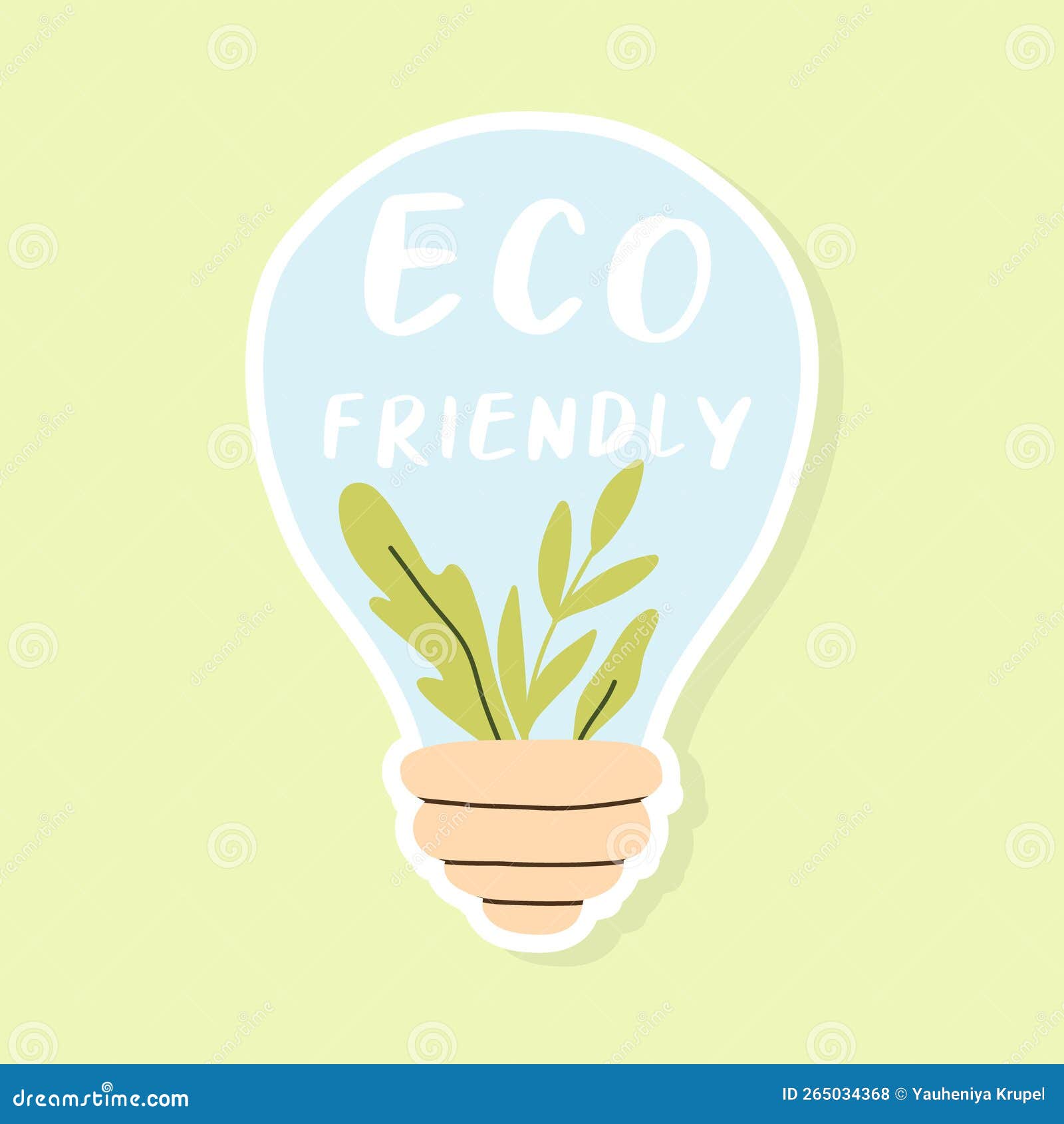Eco Sticker with Light Bulb and Leaves. Eco Friendly Sticker. Vector ...
