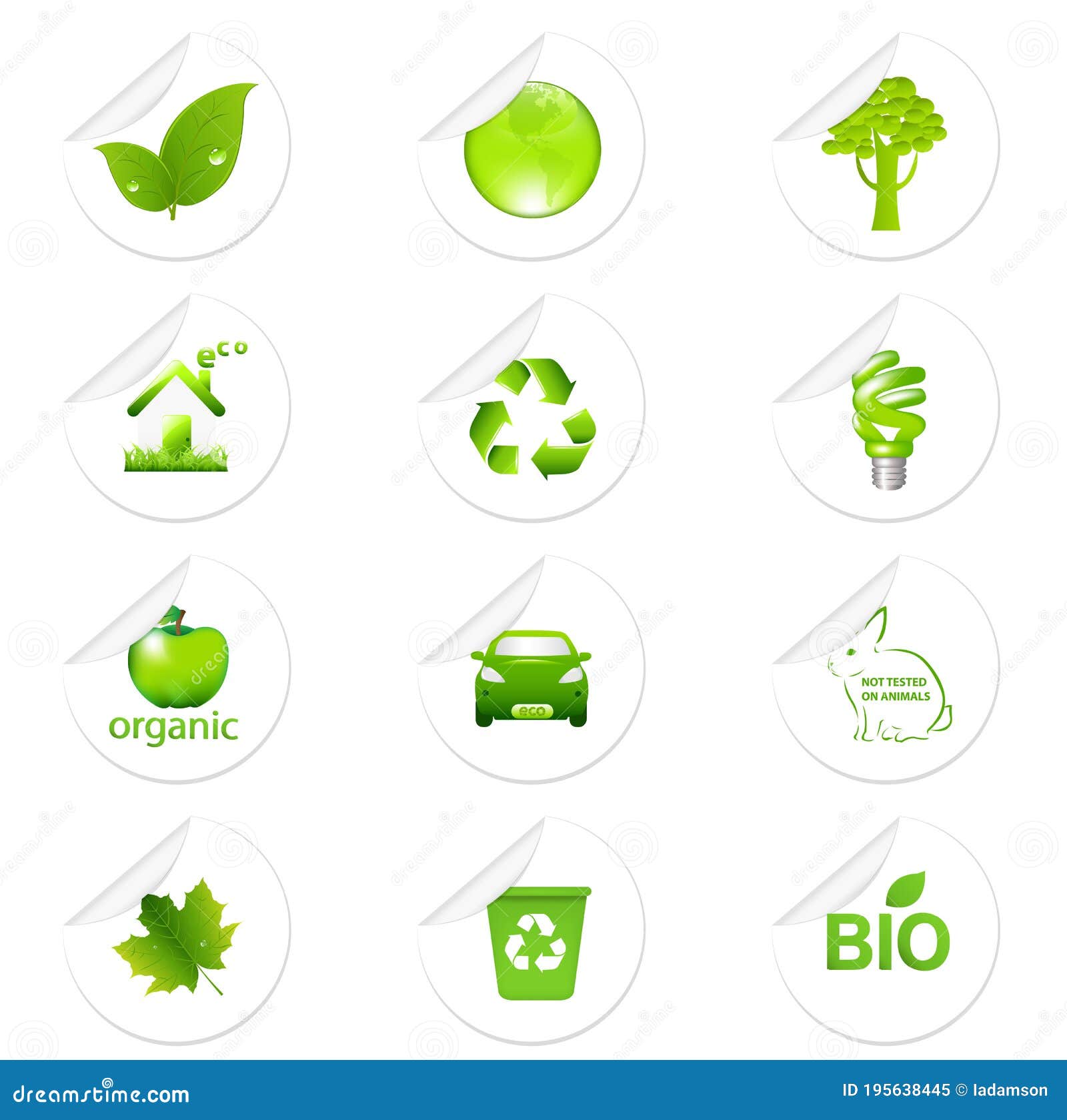 Eco Sticker Set stock vector. Illustration of nature - 195638445