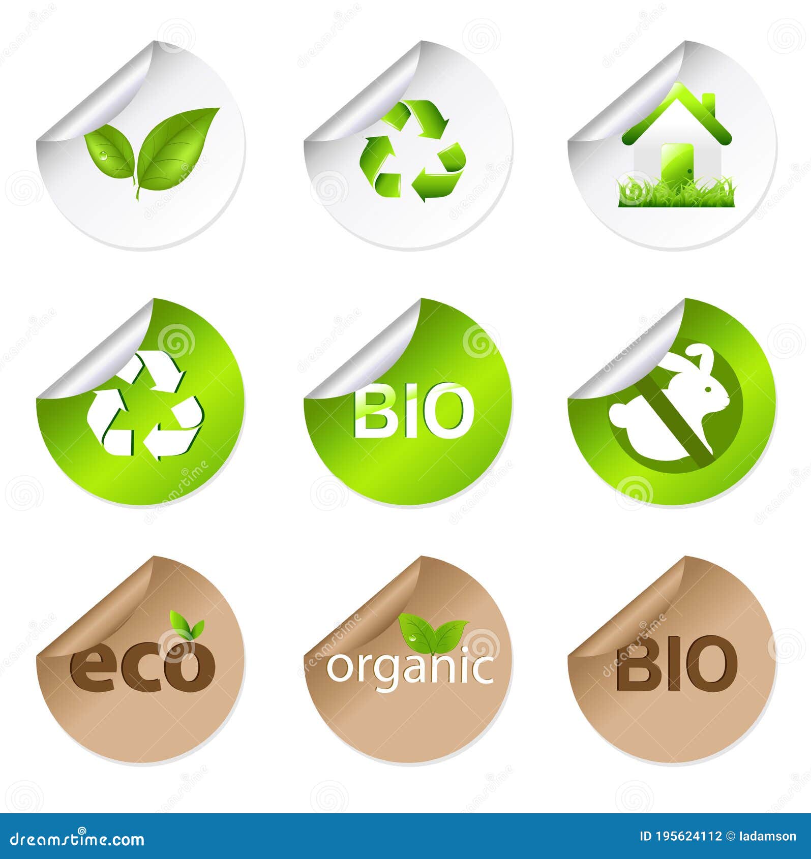 Eco Stickers stock vector. Illustration of design, green - 195624112