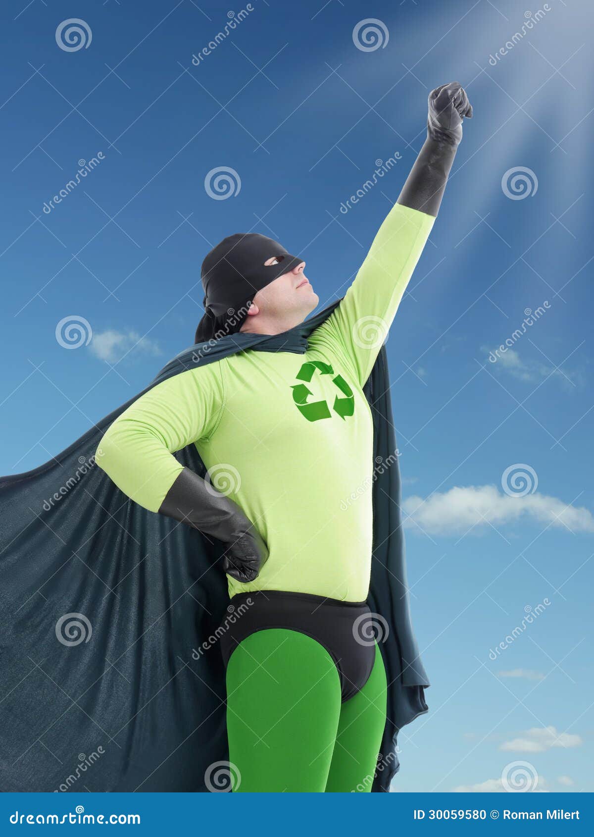 Eco Superhero Looking Towards the Sun Stock Photo - Image of concept ...