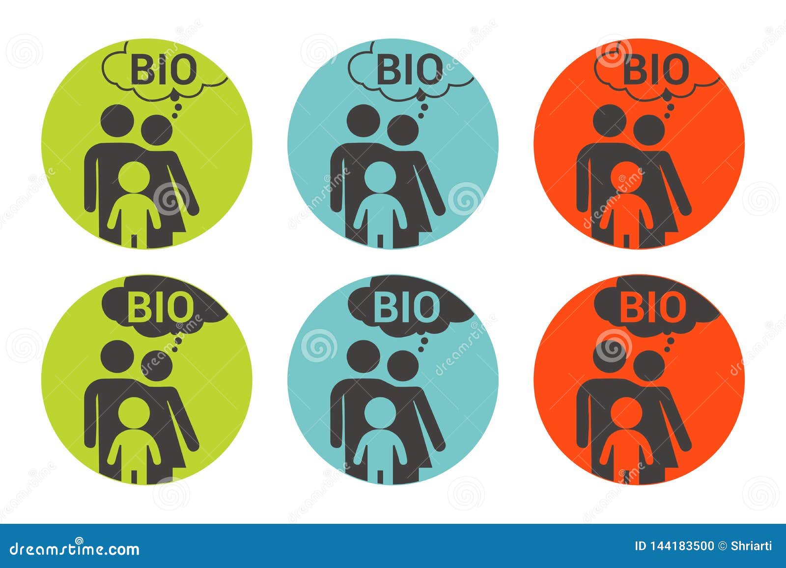 Bio Family Colorful Vector Sticker. Organic Label Set Stock Vector ...