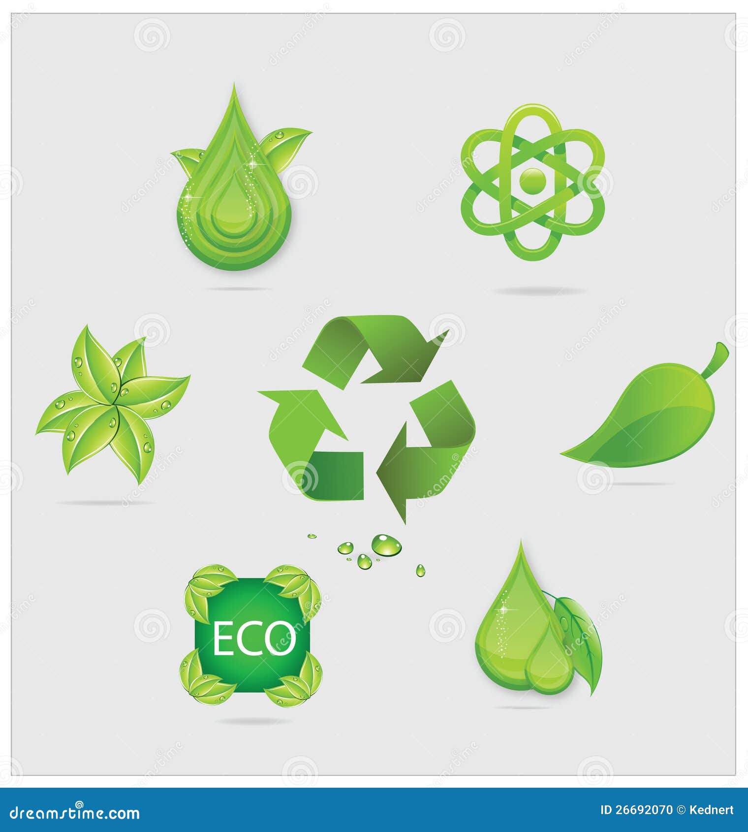 Eco Symbols and Emblems Set Green Color Stock Vector - Illustration of ...
