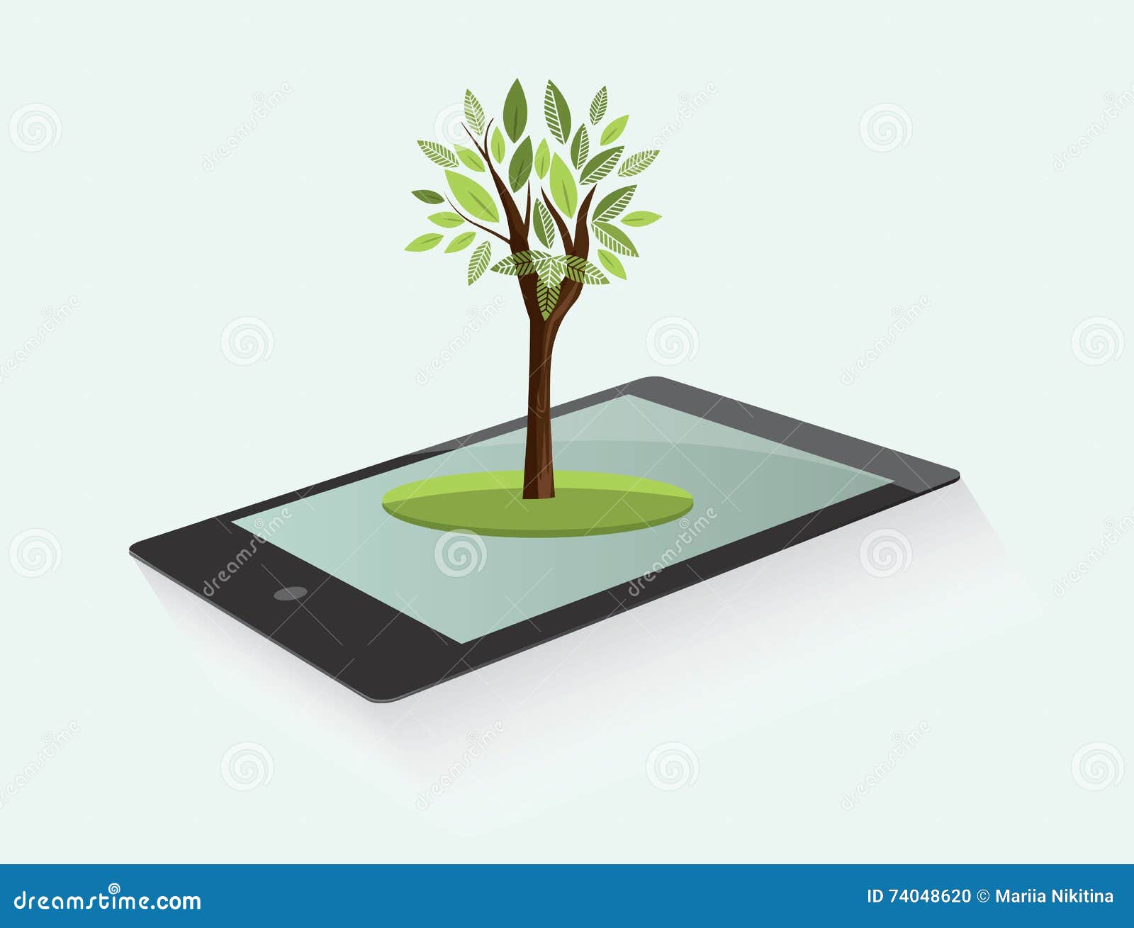 Eco tablet with tree stock vector. Illustration of ecological - 74048620