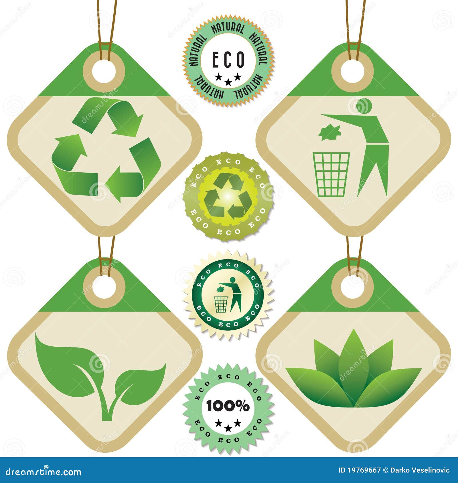 Eco tags and stickers 1 stock vector. Illustration of recycle - 19769667