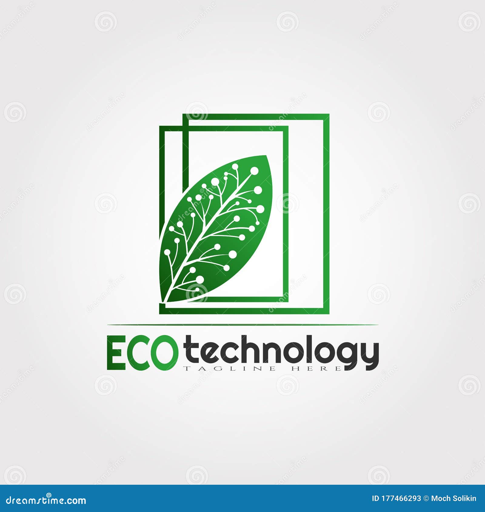 ECO Technology Logo Design with Leaf Combination, Illustration Element ...