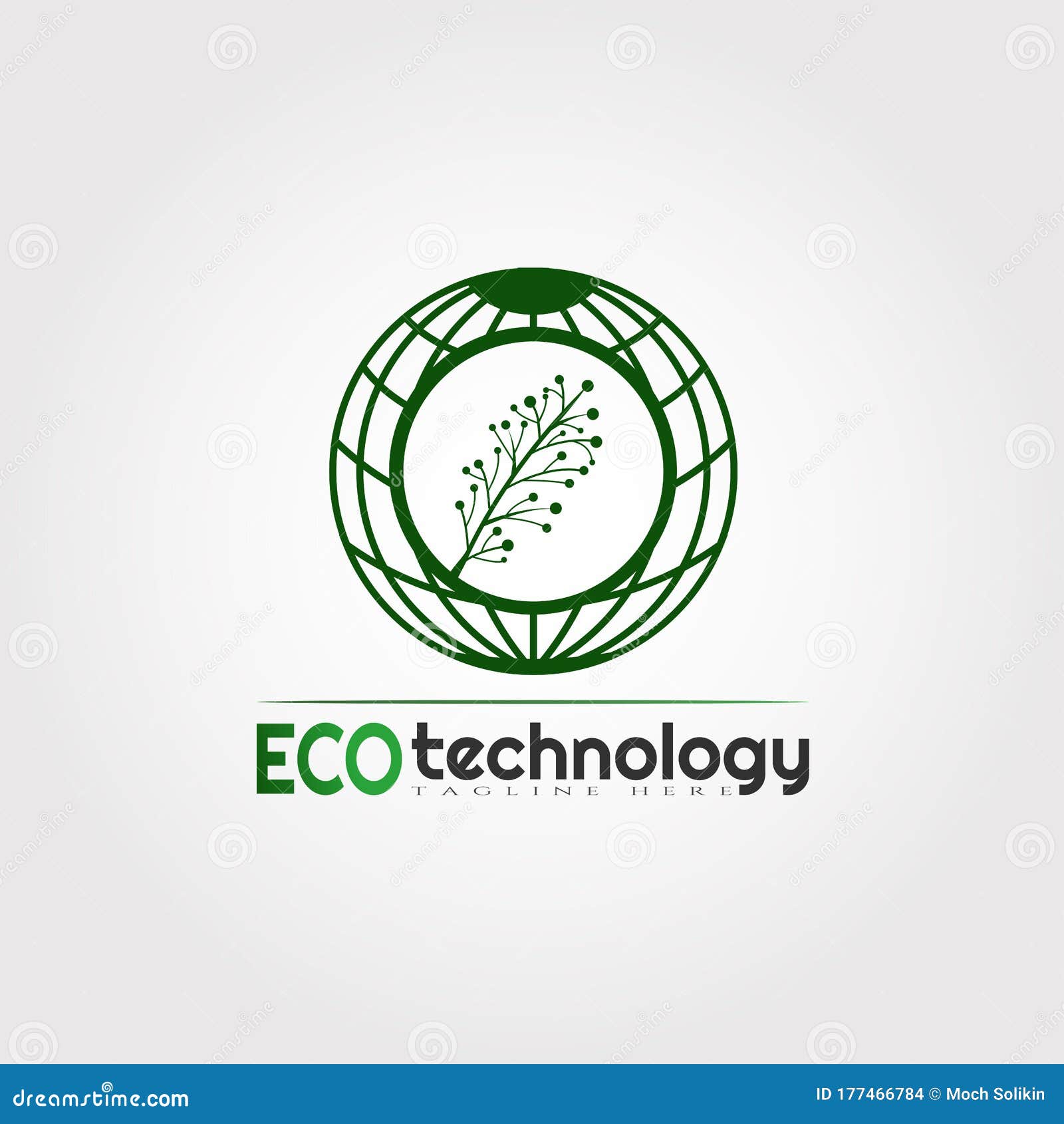 ECO Technology Logo Design with Leaf and Earth Combination ...