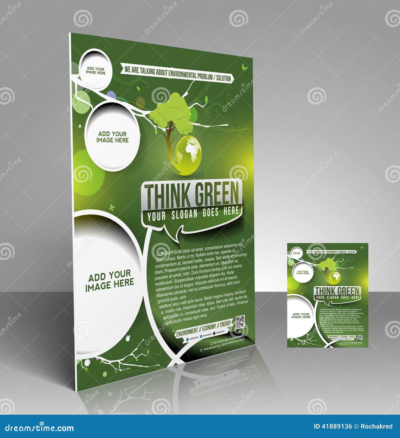 Eco Think Green Flyer stock vector. Illustration of abstract - 41889136