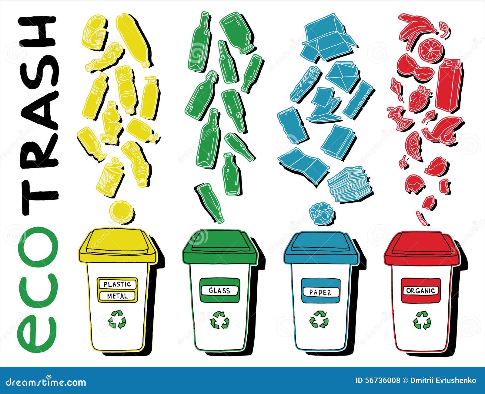 Eco trash sorting stock illustration. Illustration of graphic - 56736008