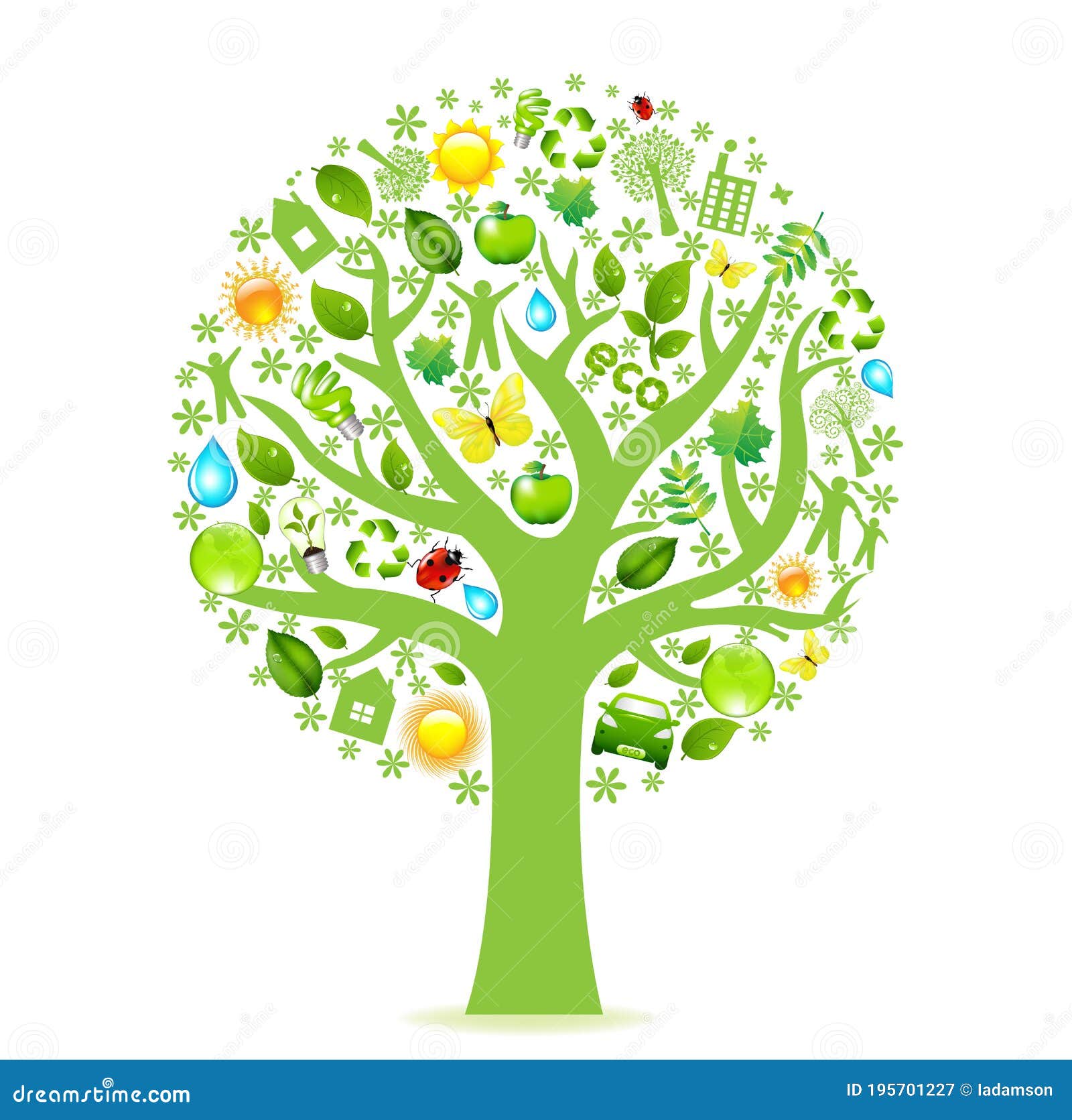 Eco Tree stock vector. Illustration of leaf, ladybird - 195701227