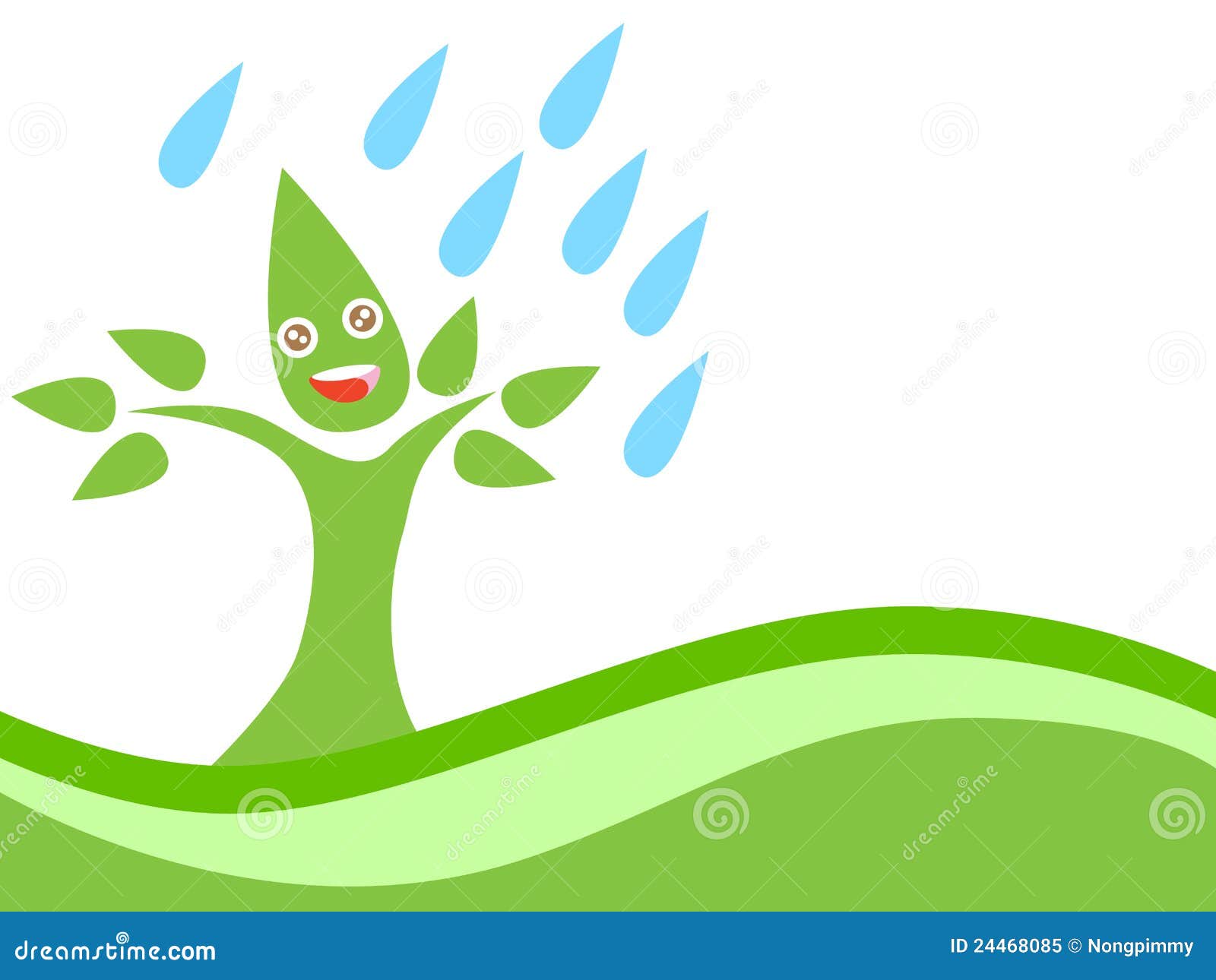 Eco Tree with Rain stock illustration. Illustration of cartoon - 24468085