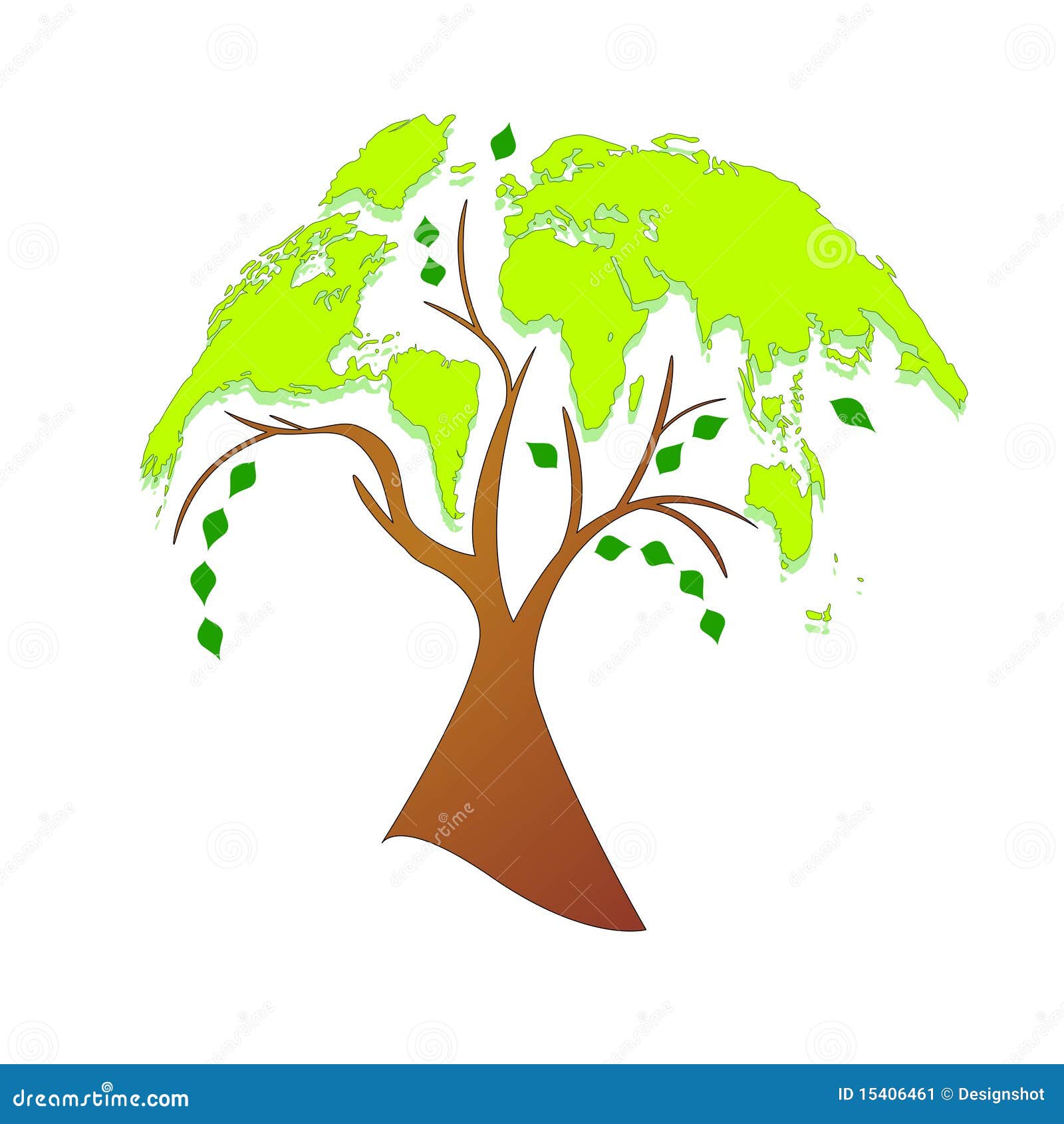 Eco tree (world map) stock vector. Illustration of foliage - 15406461