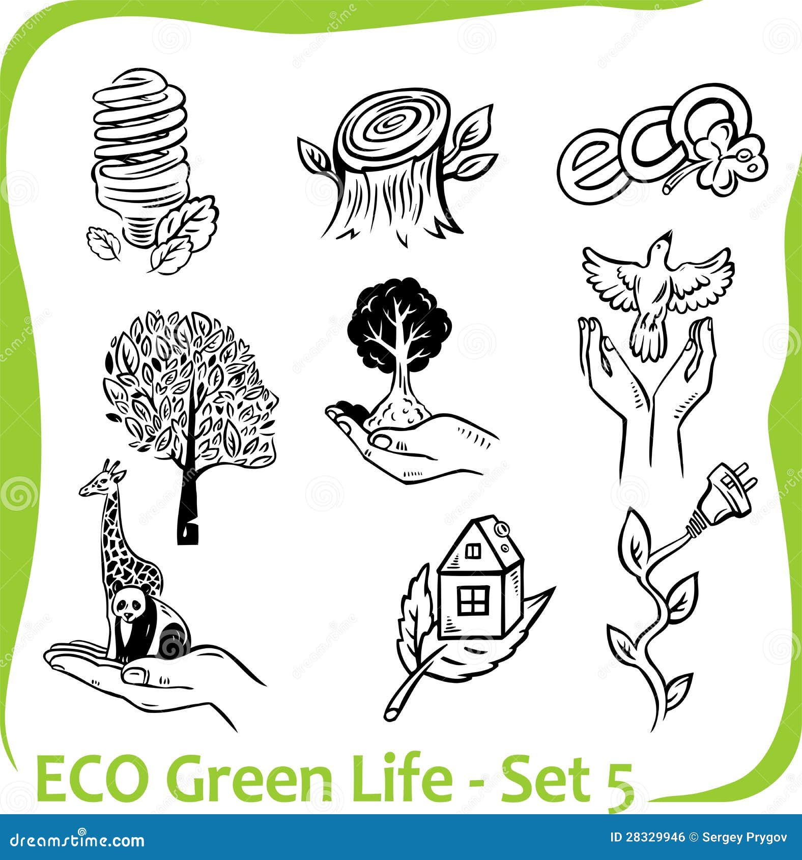 ECO - Vida Verde - Conjunto Del Vector. Ilustración del Vector ...