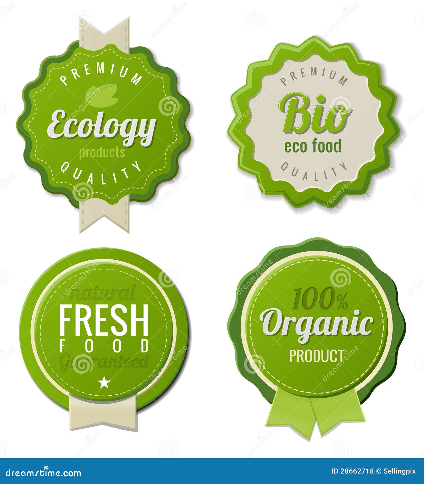 Eco Vintage Labels Bio Template Set Stock Vector - Illustration of ...