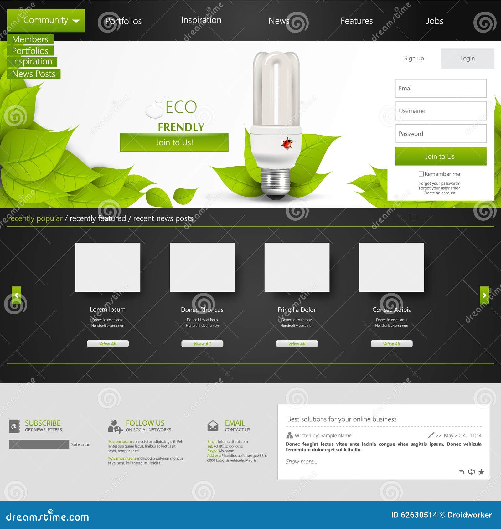 Eco Website Template for Your Business. Stock Illustration ...