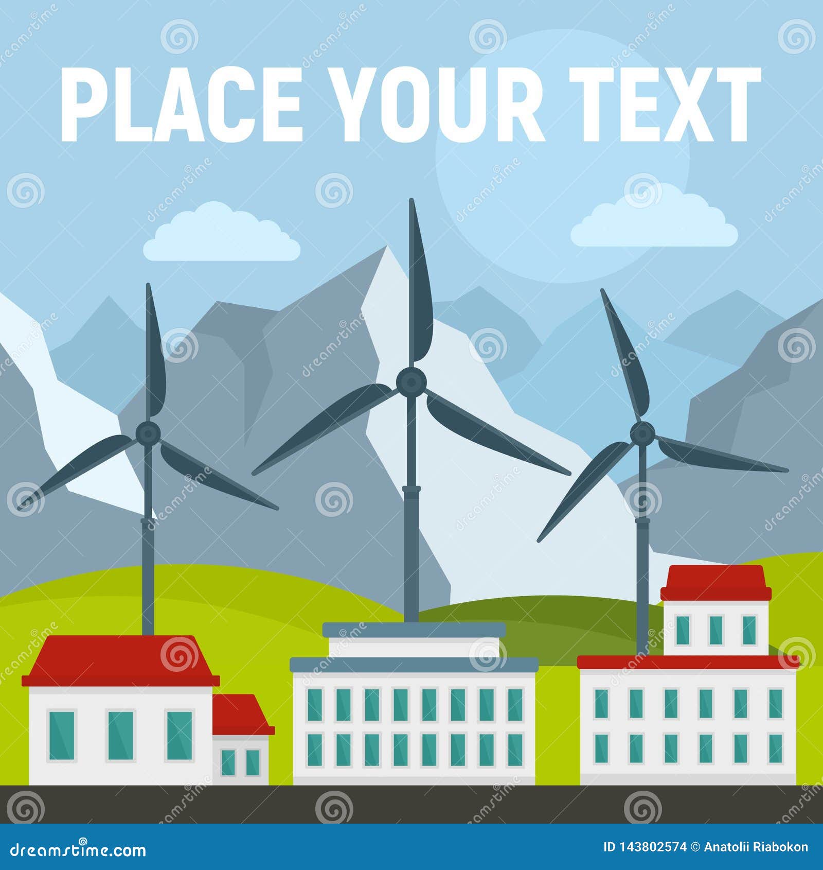 Eco Wind Power Plant Concept Banner, Flat Style Stock Vector ...