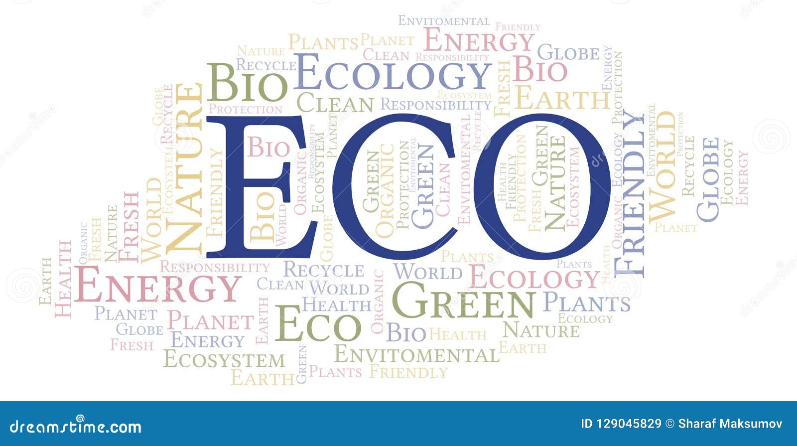 Eco word cloud. stock illustration. Illustration of earth - 129045829