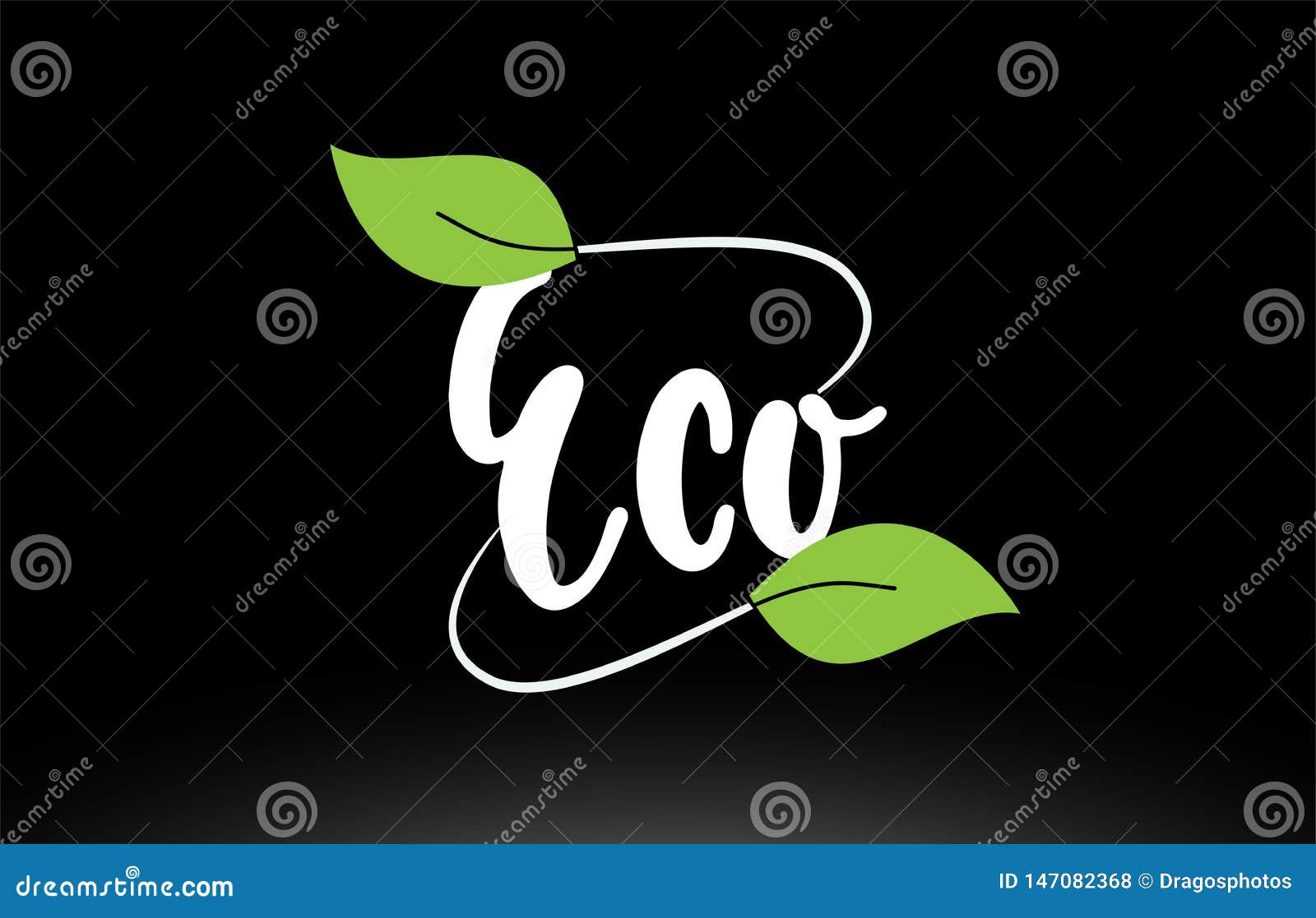 Eco Word Text with Green Leaf Logo Icon Design Stock Illustration ...