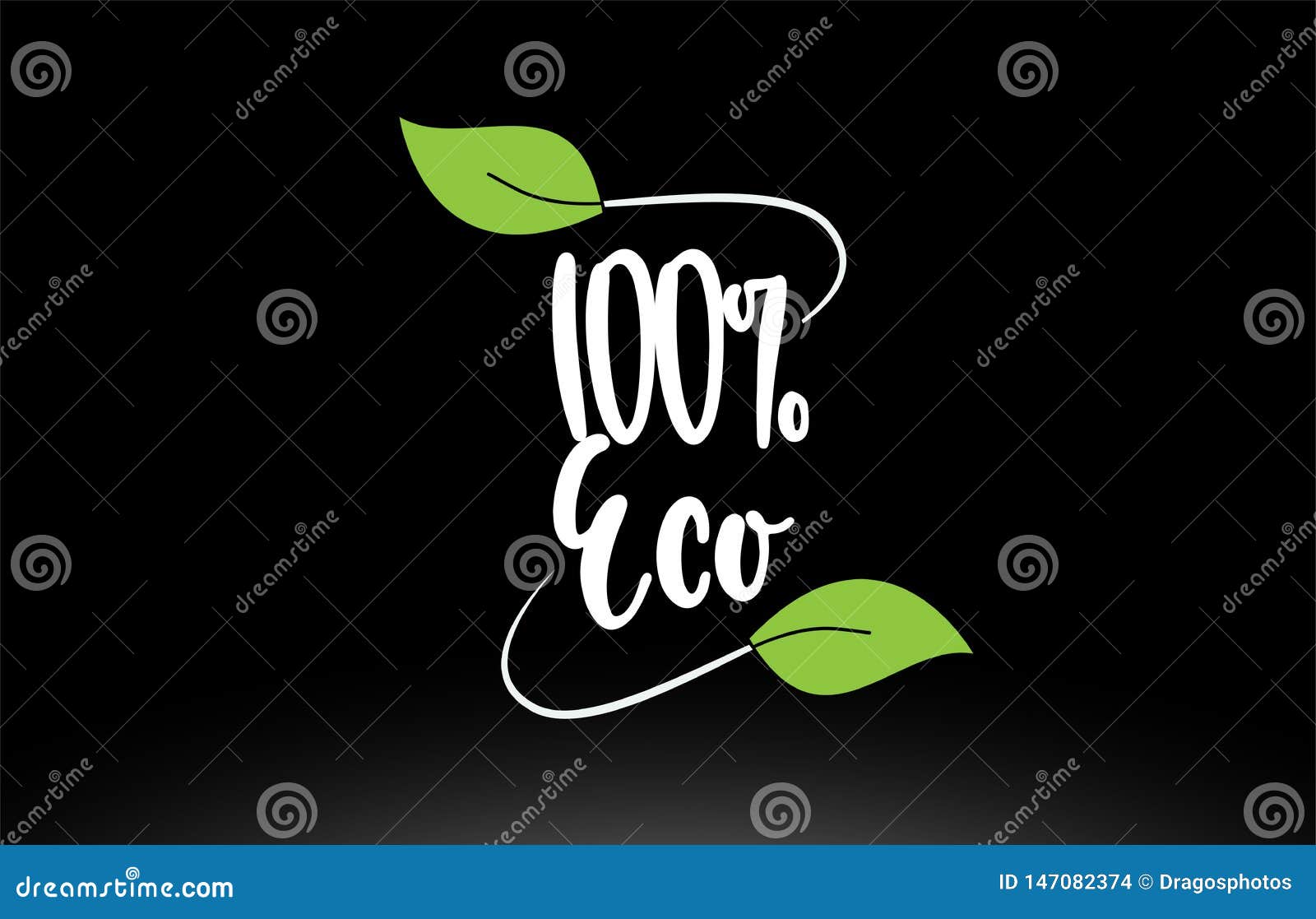 100 Eco Word Text with Green Leaf Logo Icon Design Stock Illustration ...