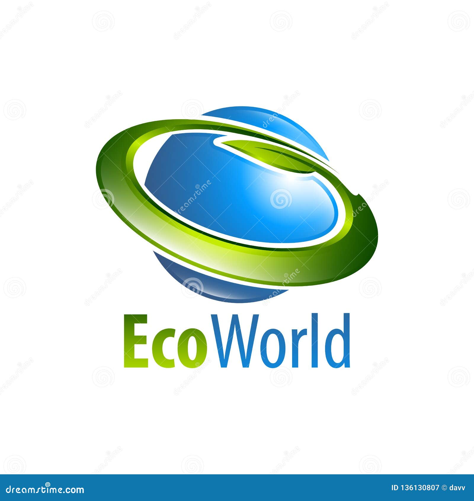 Eco World Globe Circle Leaf Logo Concept Design Template Stock Vector ...