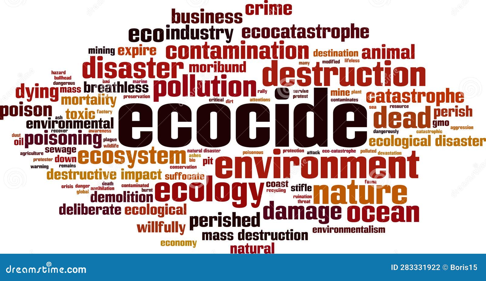 Ecocide word cloud stock vector. Illustration of concept - 283331922