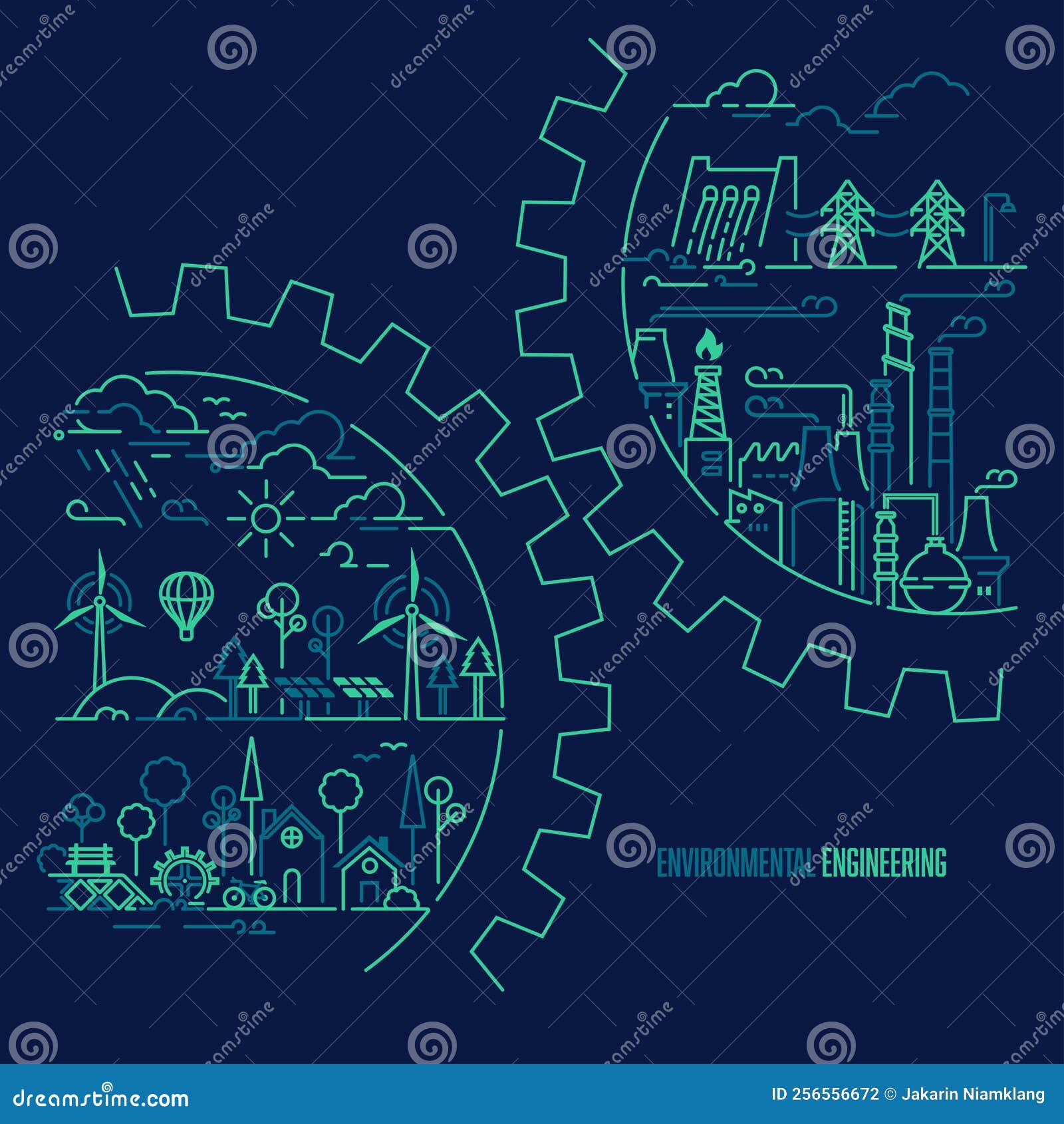 EcoEngineering stock vector. Illustration of plant, cityscape - 256556672