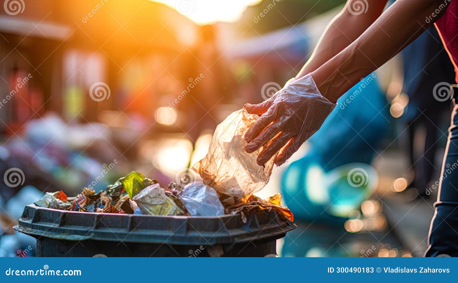 Ecofriendly Action: Closeup Hands Throwing Garbage into a Container ...