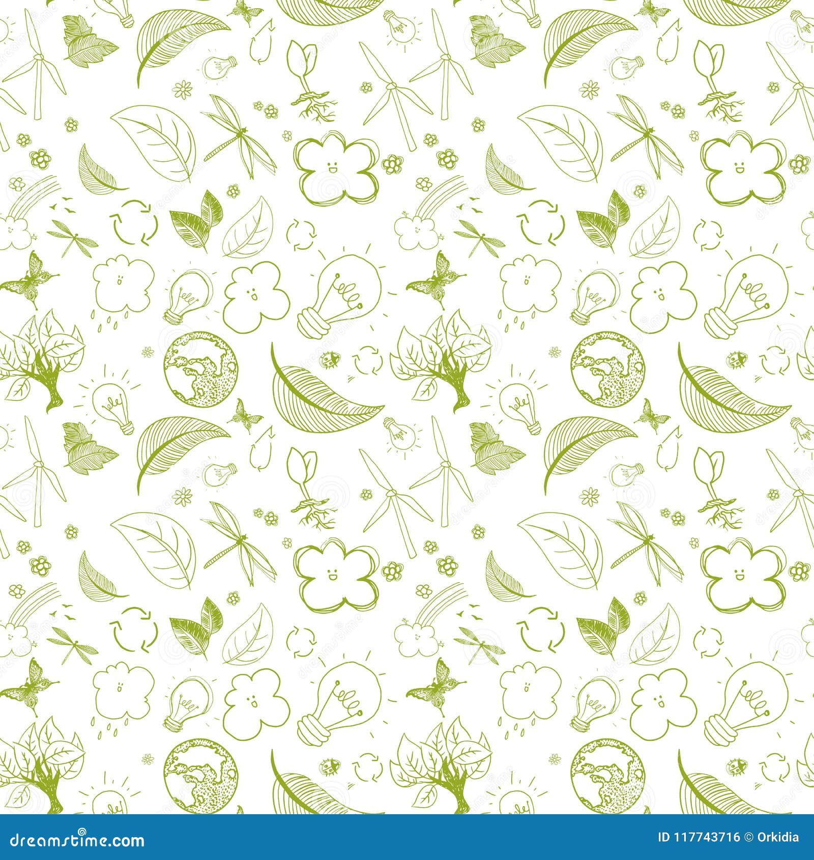 Ecologic green doodles stock vector. Illustration of environment ...