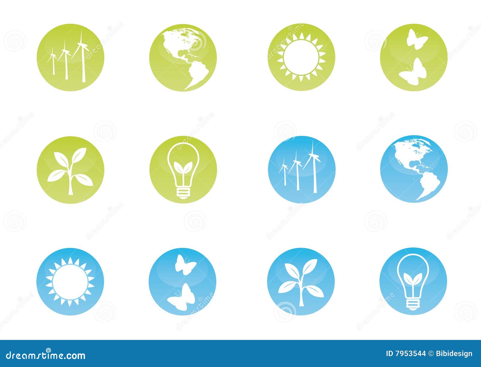 Ecologic Icon Set stock vector. Illustration of blue, glossy - 7953544