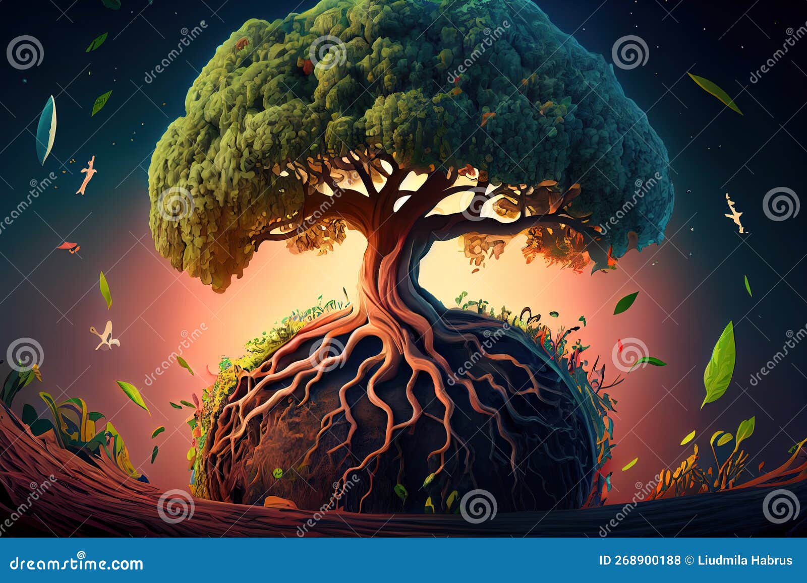 Ecological Abstraction. Tree Growing from the Globe Stock Photo - Image ...