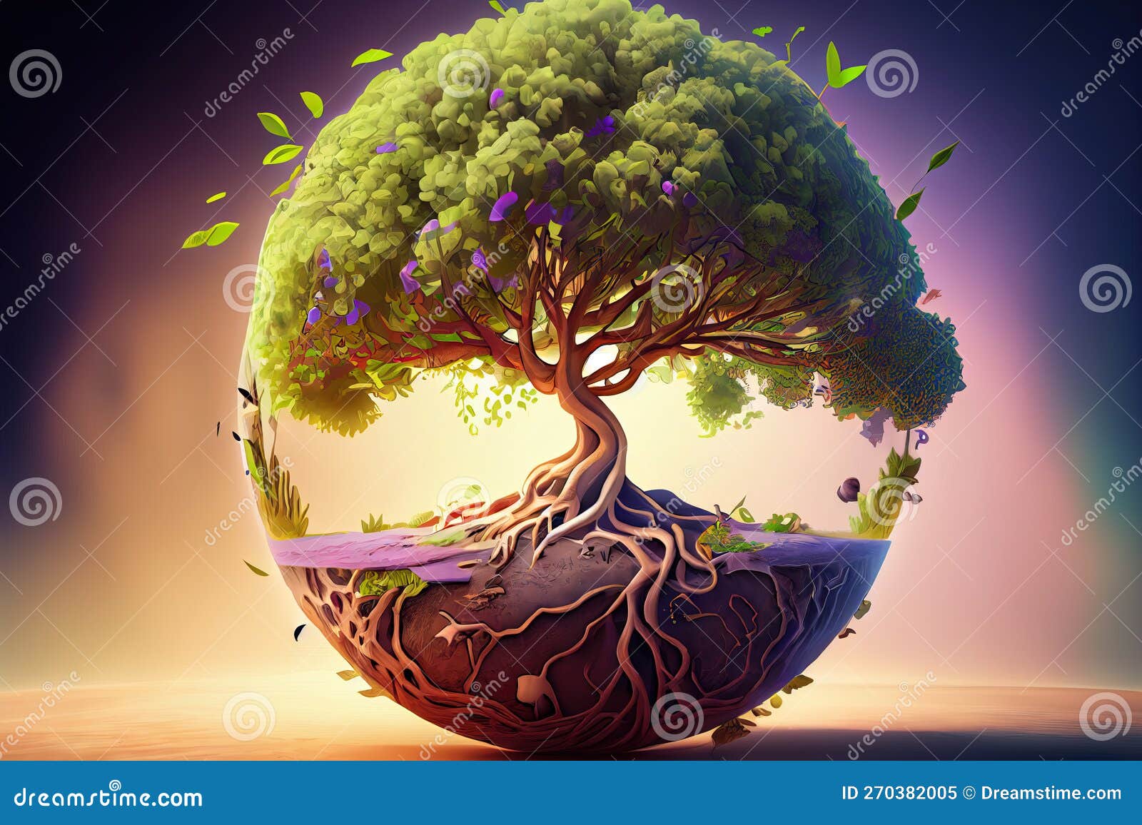 Ecological Abstraction. Tree Growing from the Globe Stock Illustration ...