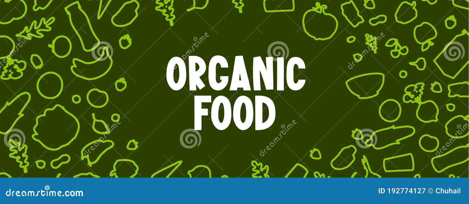 Organic Food Text and Vegetable Pattern on Green. Stock Vector ...