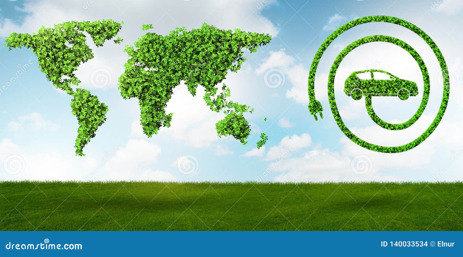 The Ecological Car Concept - 3d Rendering Stock Illustration ...