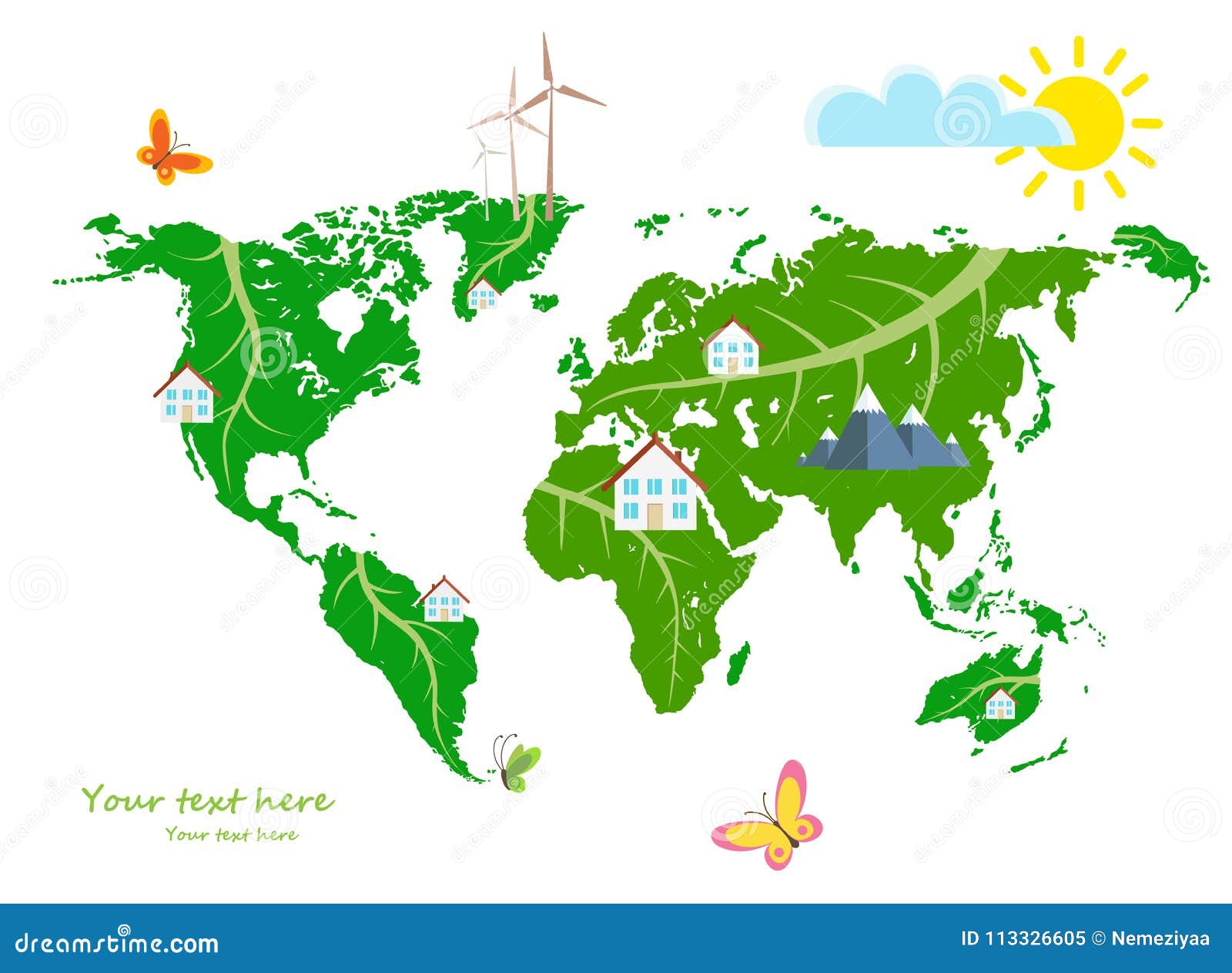 Eco World.ecological Infographic Map of the World Stock Vector ...
