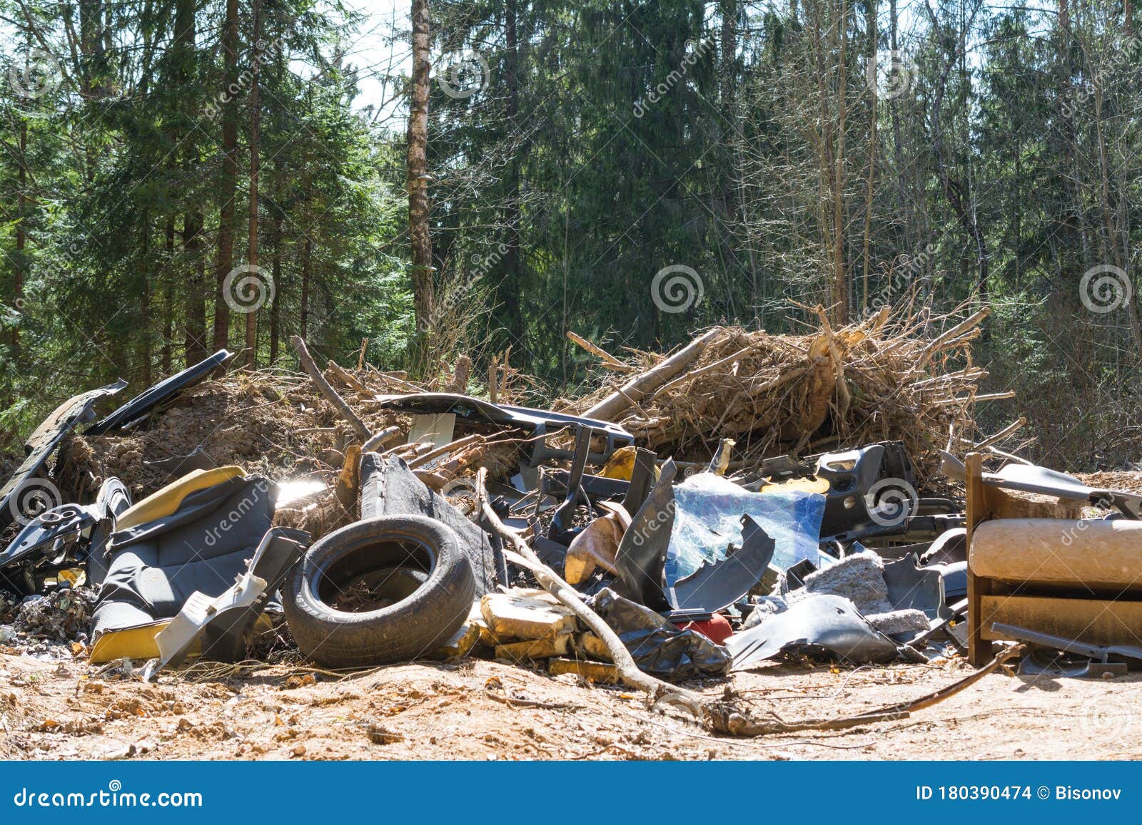 Ecological Crisis, Different Garbage and Trash on a Ground Stock Photo ...