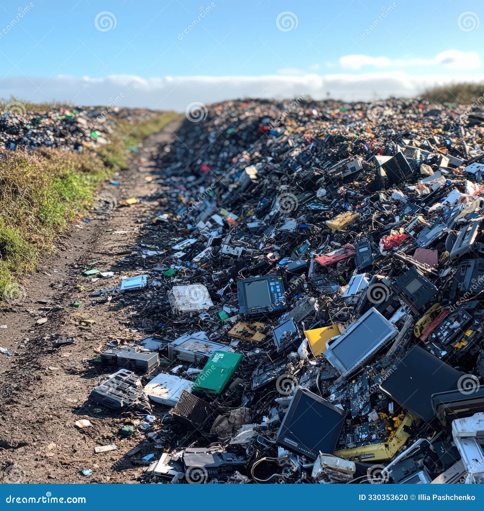 Ecological Disaster because of Electronic Waste Stock Illustration ...