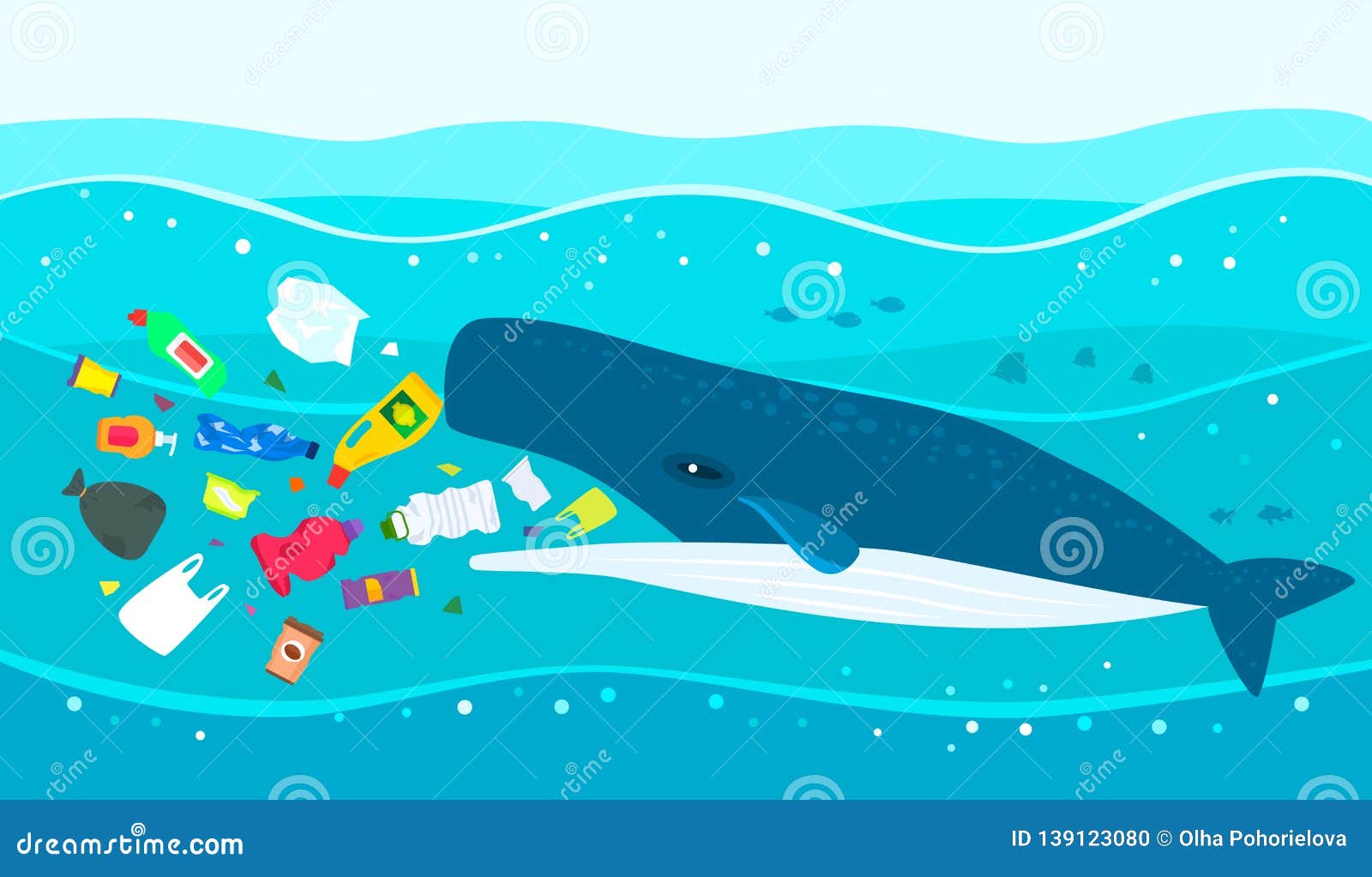 Ecological Disaster of Plastic Garbage in the Ocean. a Large Sperm ...
