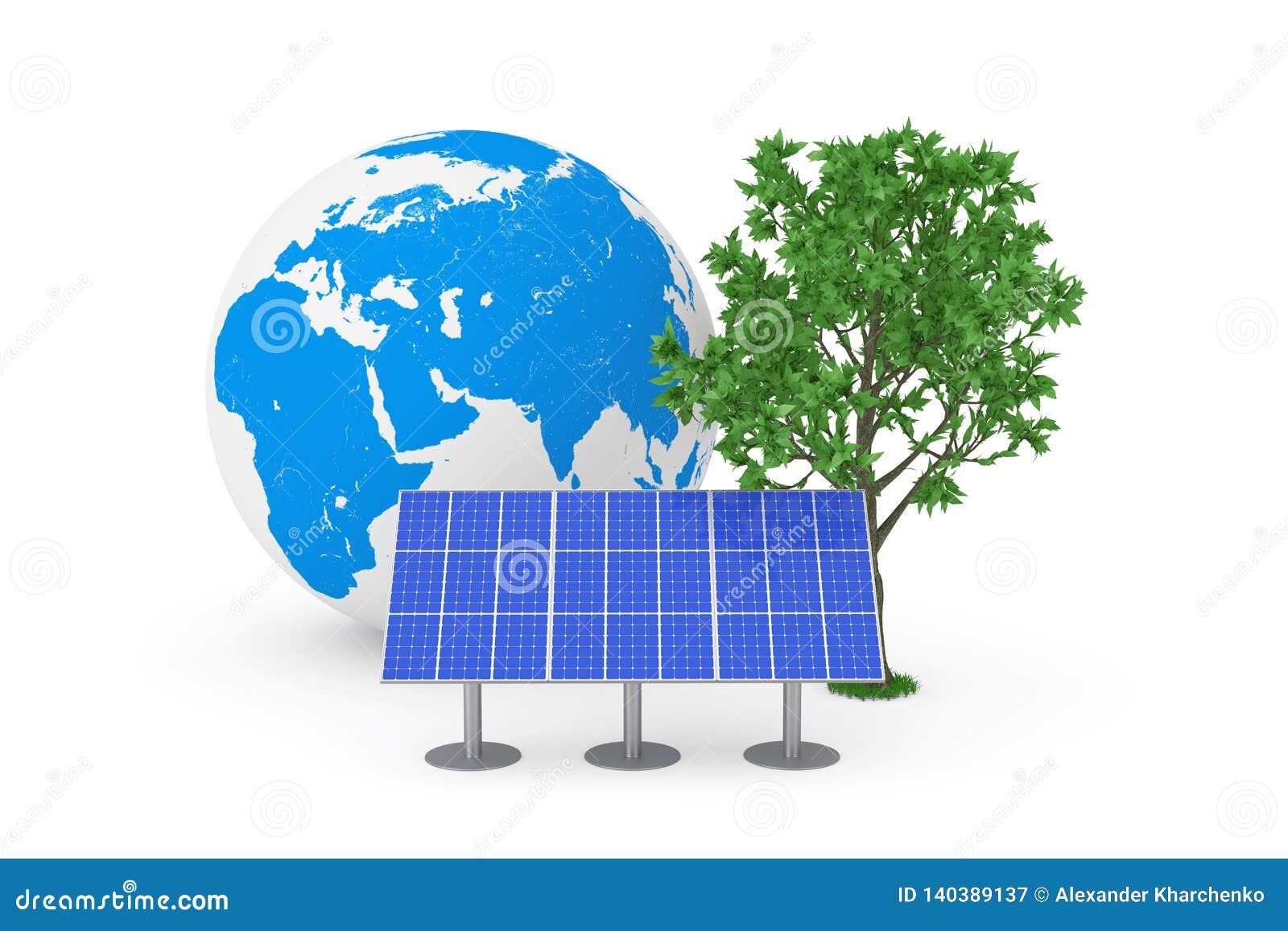 Ecological Energy Concept. Wind Turbine Windmills, Earth Globe And ...