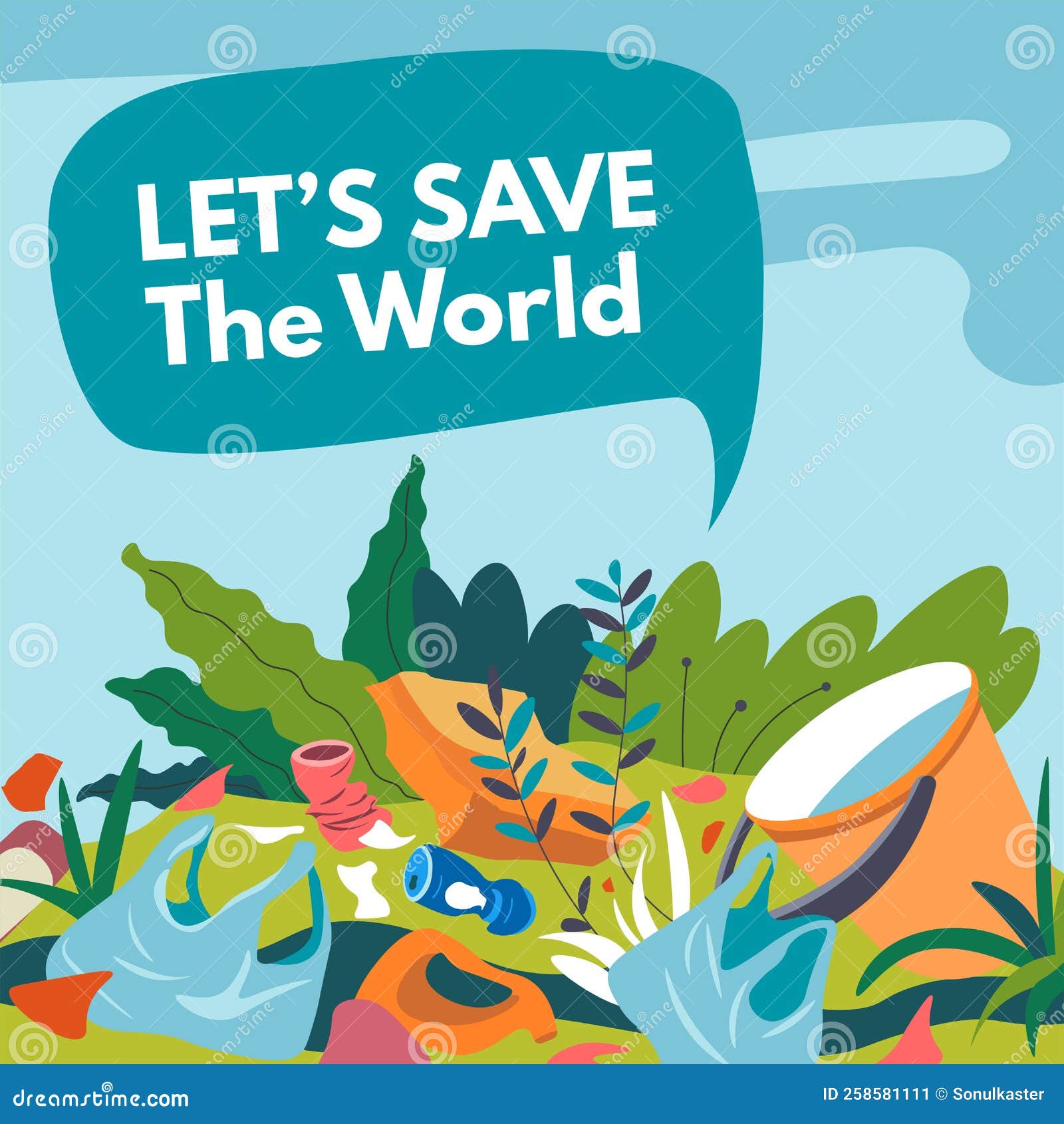 Lets Save World, Ecological Disaster and Problems Stock Vector ...