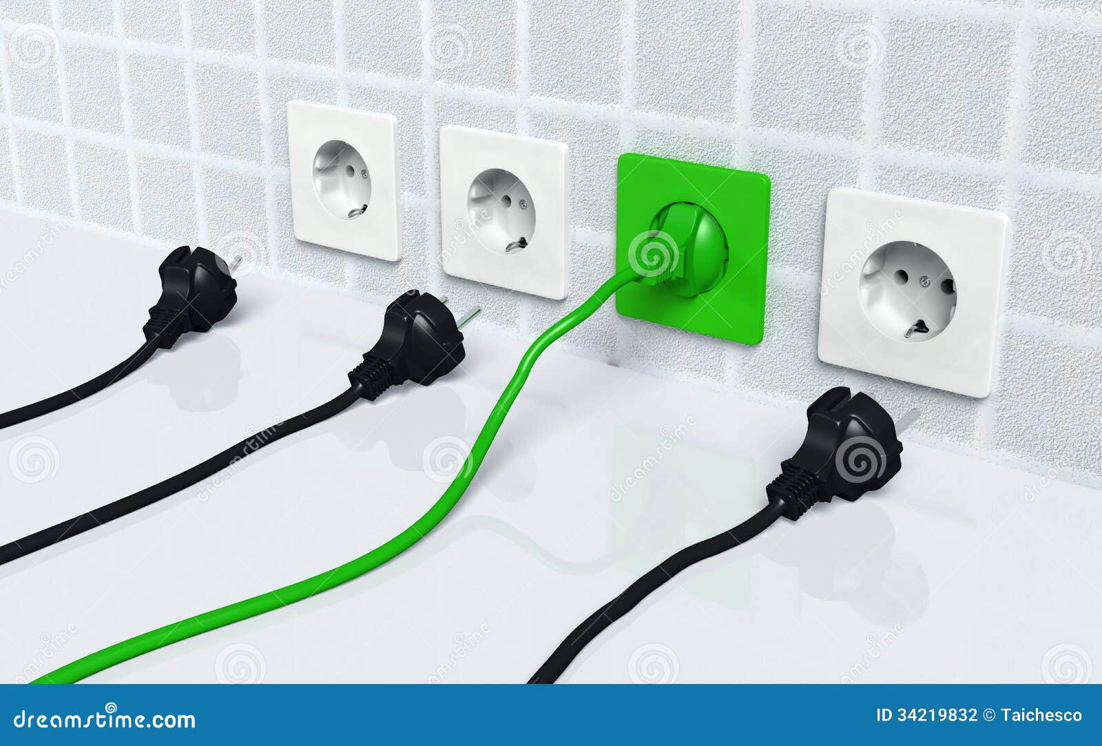 Ecological Green Plug into a Green Socket Stock Illustration ...