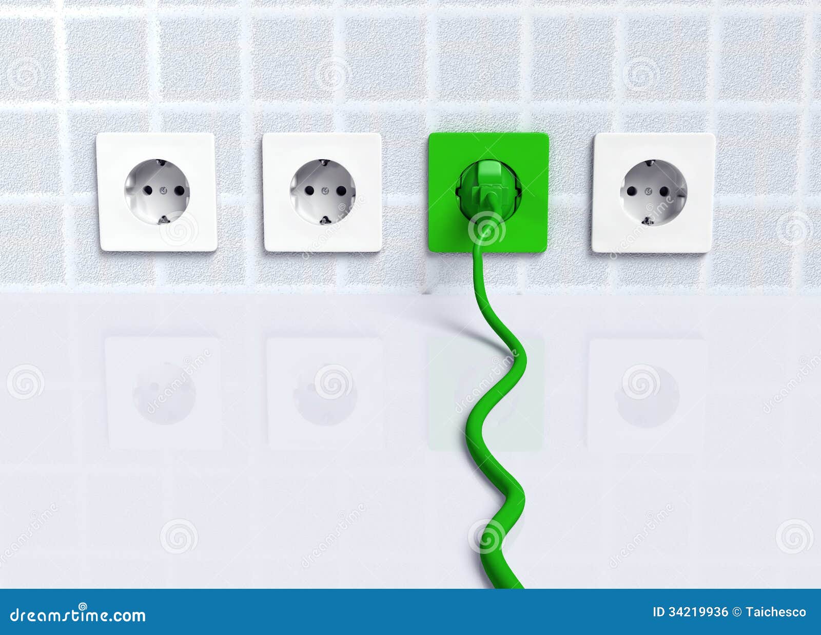 Ecological Green Plug into a Socket Stock Illustration - Illustration ...