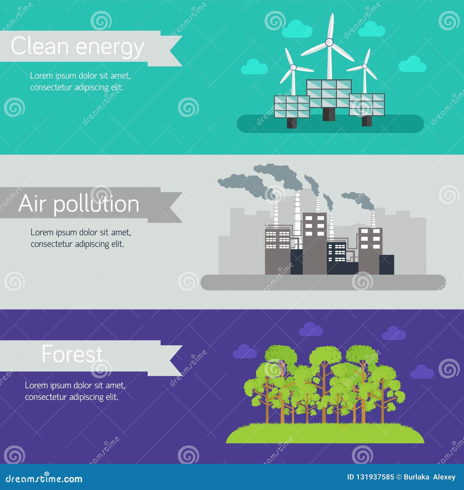 Ecological Horizontal Banners Vector Illustration Concept. Template for ...