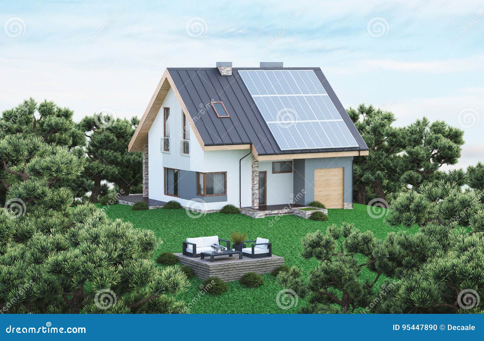 Ecological House with Solar Panels, Stock Photo - Image of innovative ...