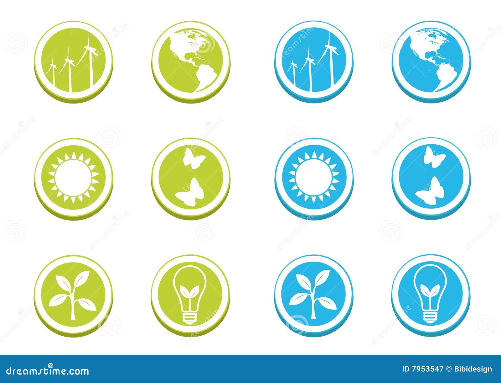 Ecological Icon Set stock vector. Illustration of button - 7953547